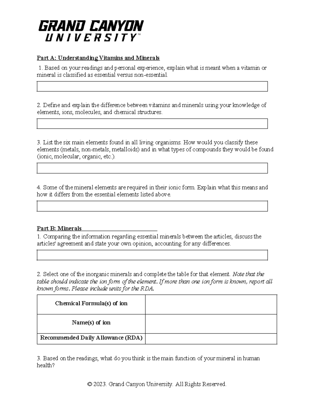 CHM 101 RS T6 Reflection: Understanding Essential Vitamins & Minerals ...