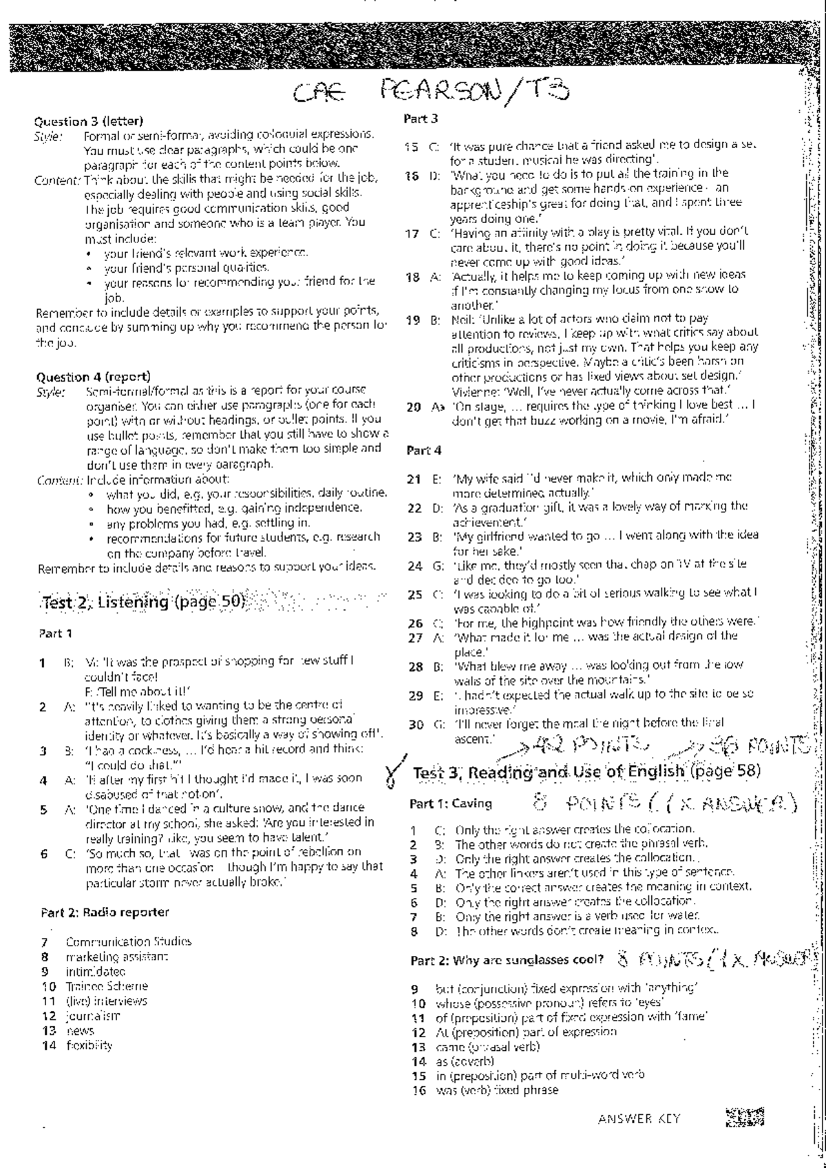 CAE Test 3 Answers - Pearson Edition Documentation - Studocu