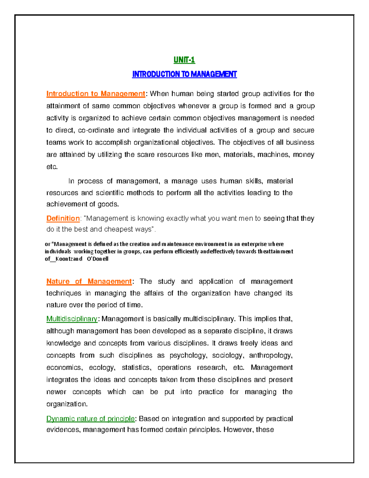Mngmnt 14: Overview of Management Principles and Functions - Studocu