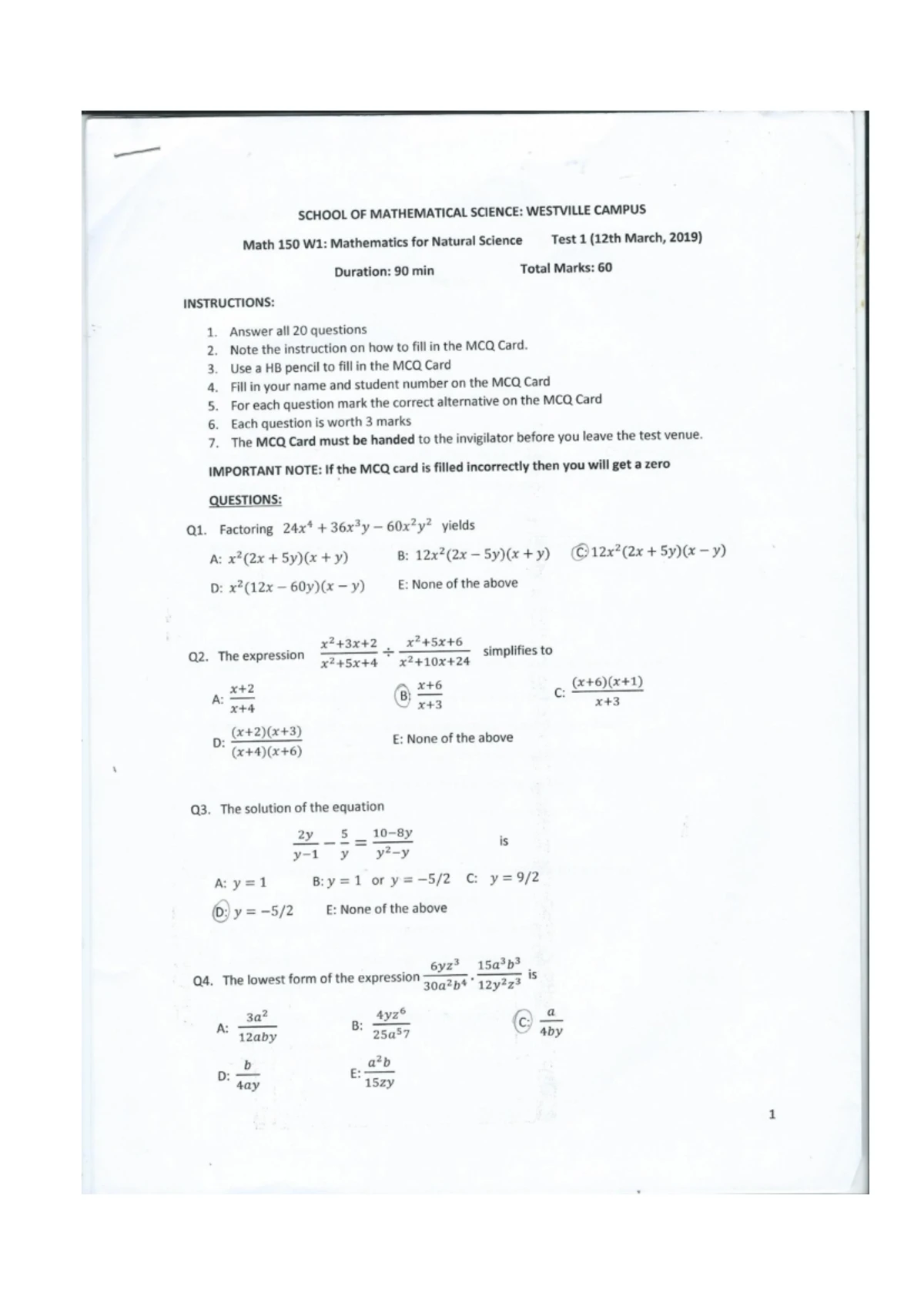 Course Information - MATH150 Final Exam & Assessment Details W1-2025 ...