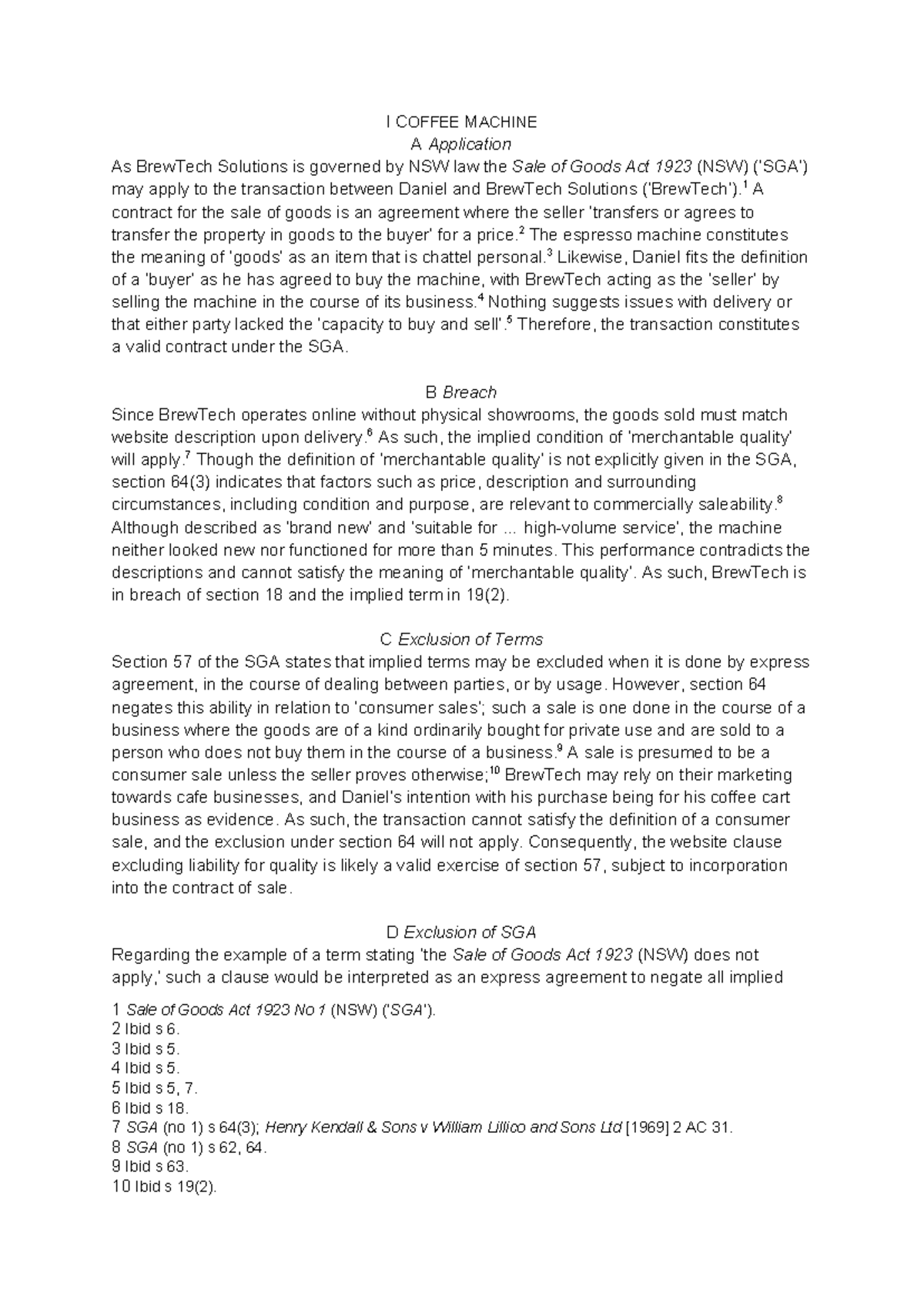 Sample A1: Property & Commercial Law Analysis on Sale of Goods Act 1923 ...