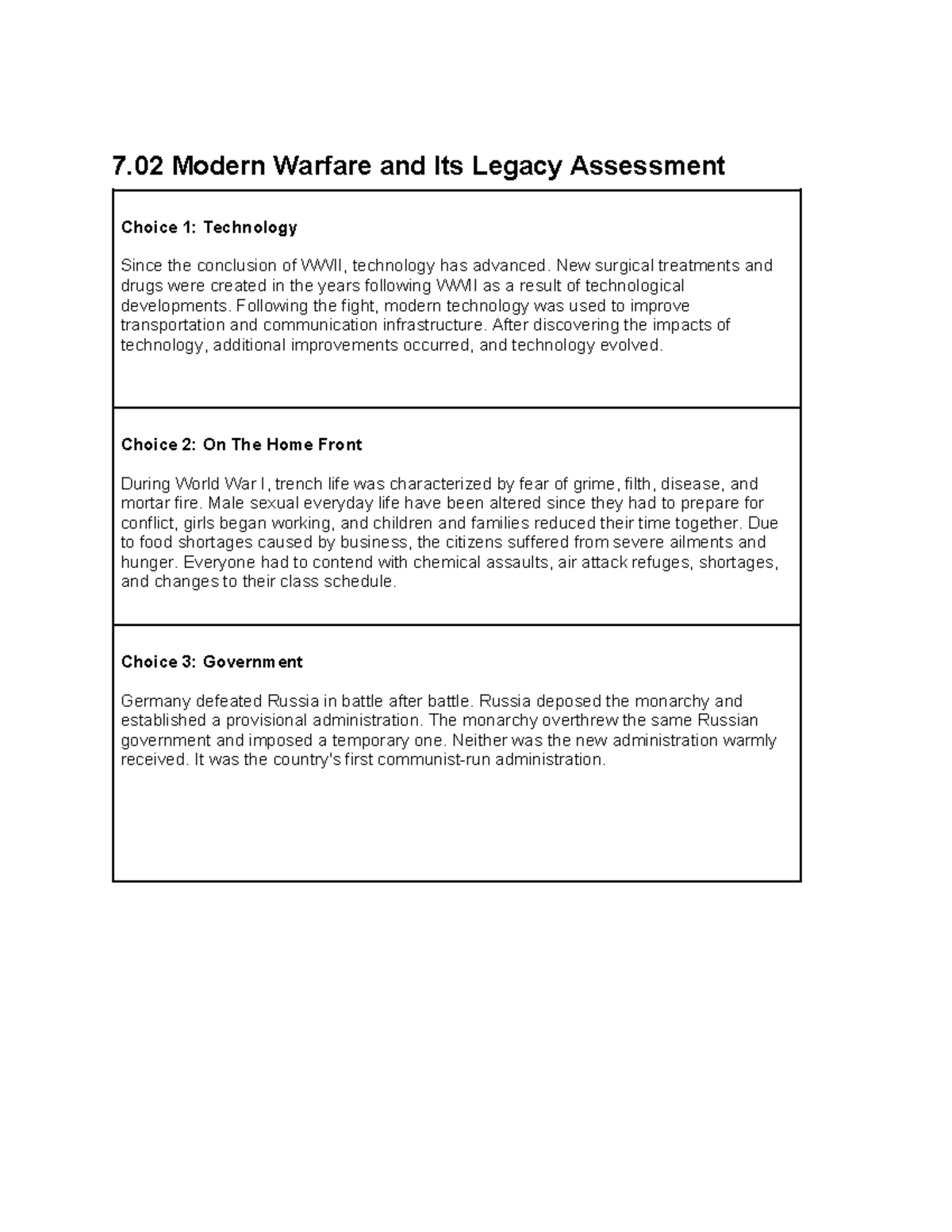 7.02 - Modern Warfare: Tech, Home Front & Government Changes - Studocu