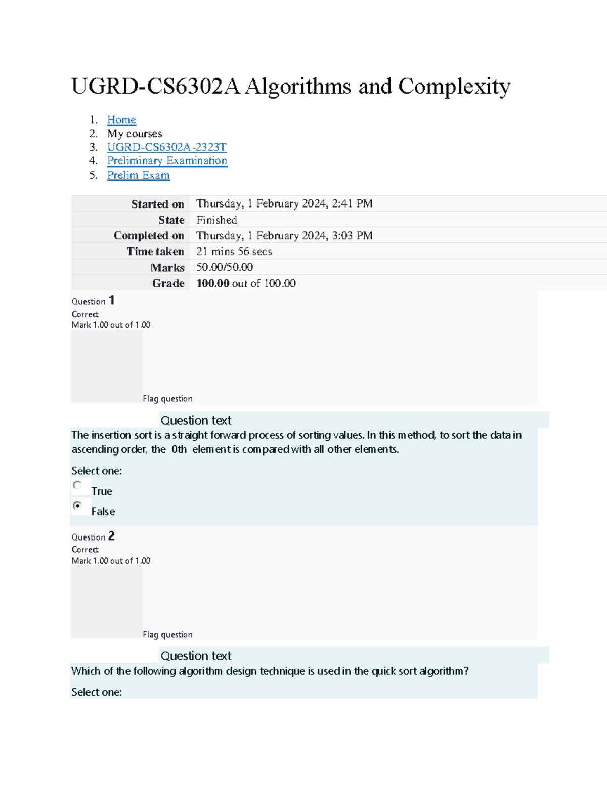 Algorithm And Complexity Pexam Ugrd Cs6302a Algorithms And Complexity 9733