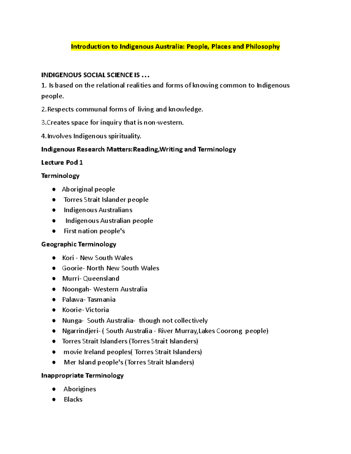 Introduction to Indigenous Australia People, Places and Philosophy ...
