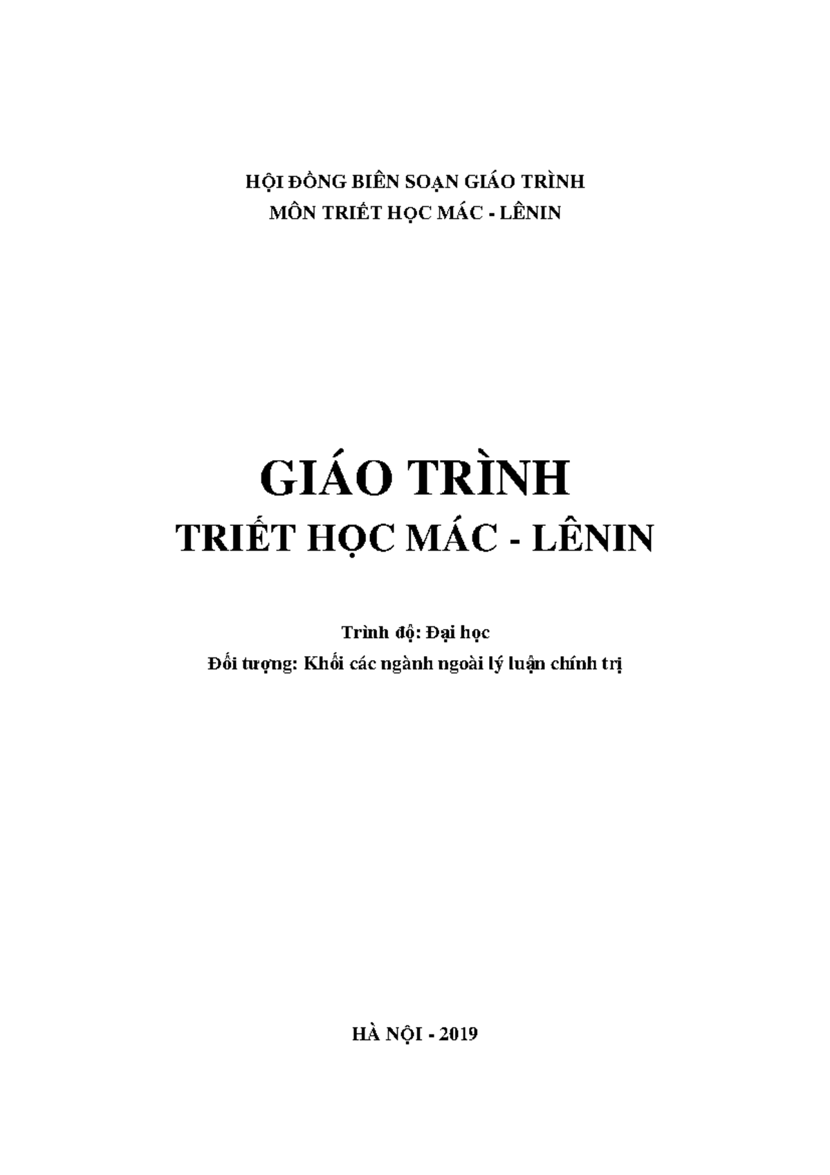 Giáo Trình Triết Học Mác-Lênin - Năm 2019 - Studocu