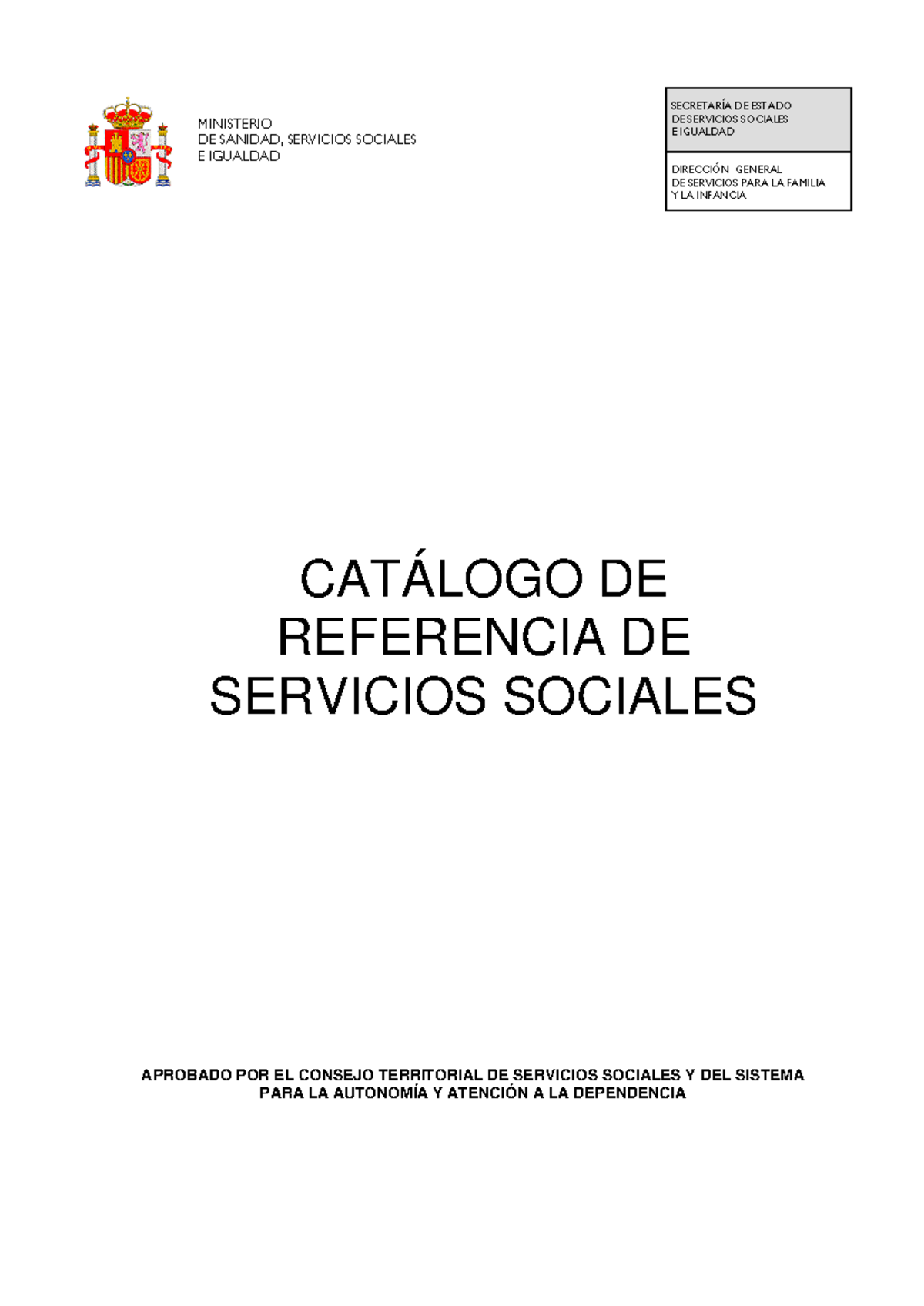 Catálogo de Referencia de Servicios Sociales - Pedagogía Social - Studocu