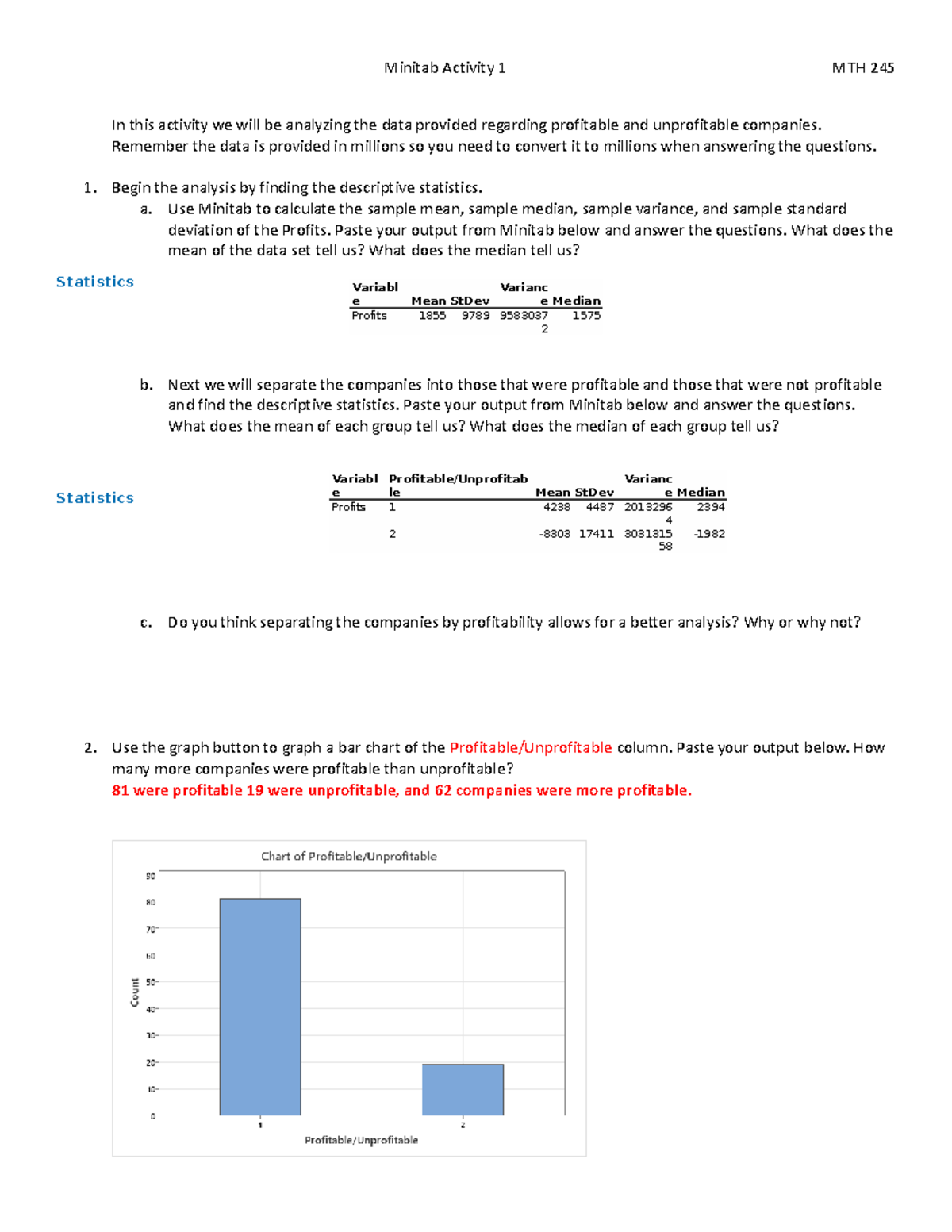 Minitab Activity 1 - Remember the data is provided in millions so you ...