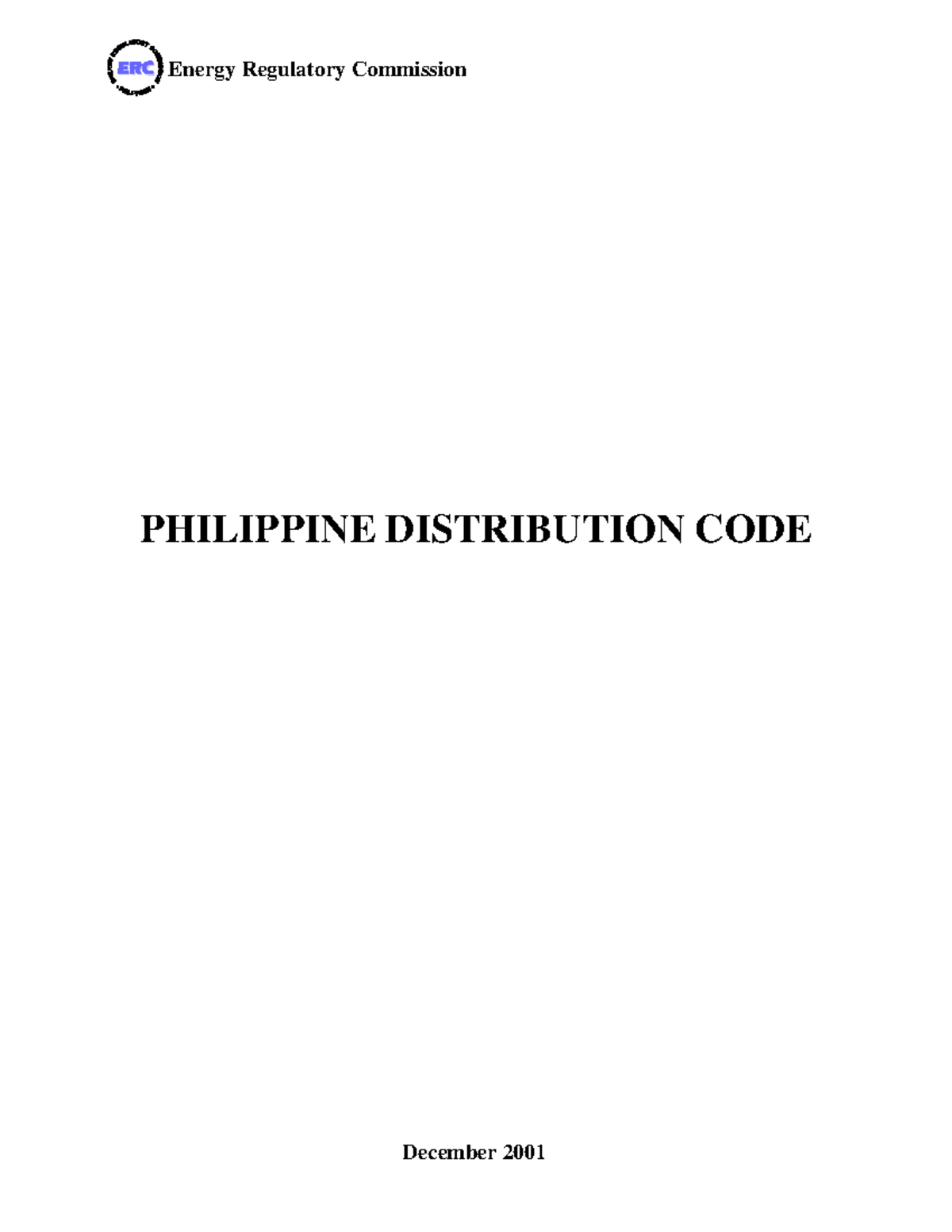 Final distribution code - Energy Regulatory Commission PHILIPPINE ...