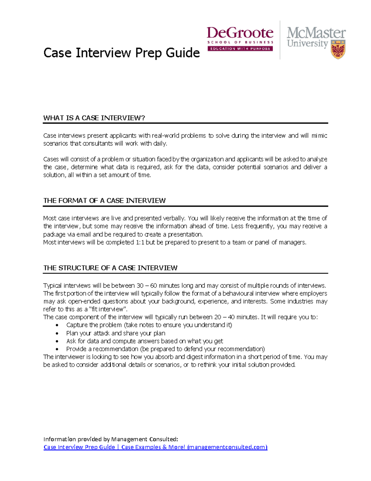 Case Interview Prep Guide: Mastering the Art of Case Interviews - Studocu
