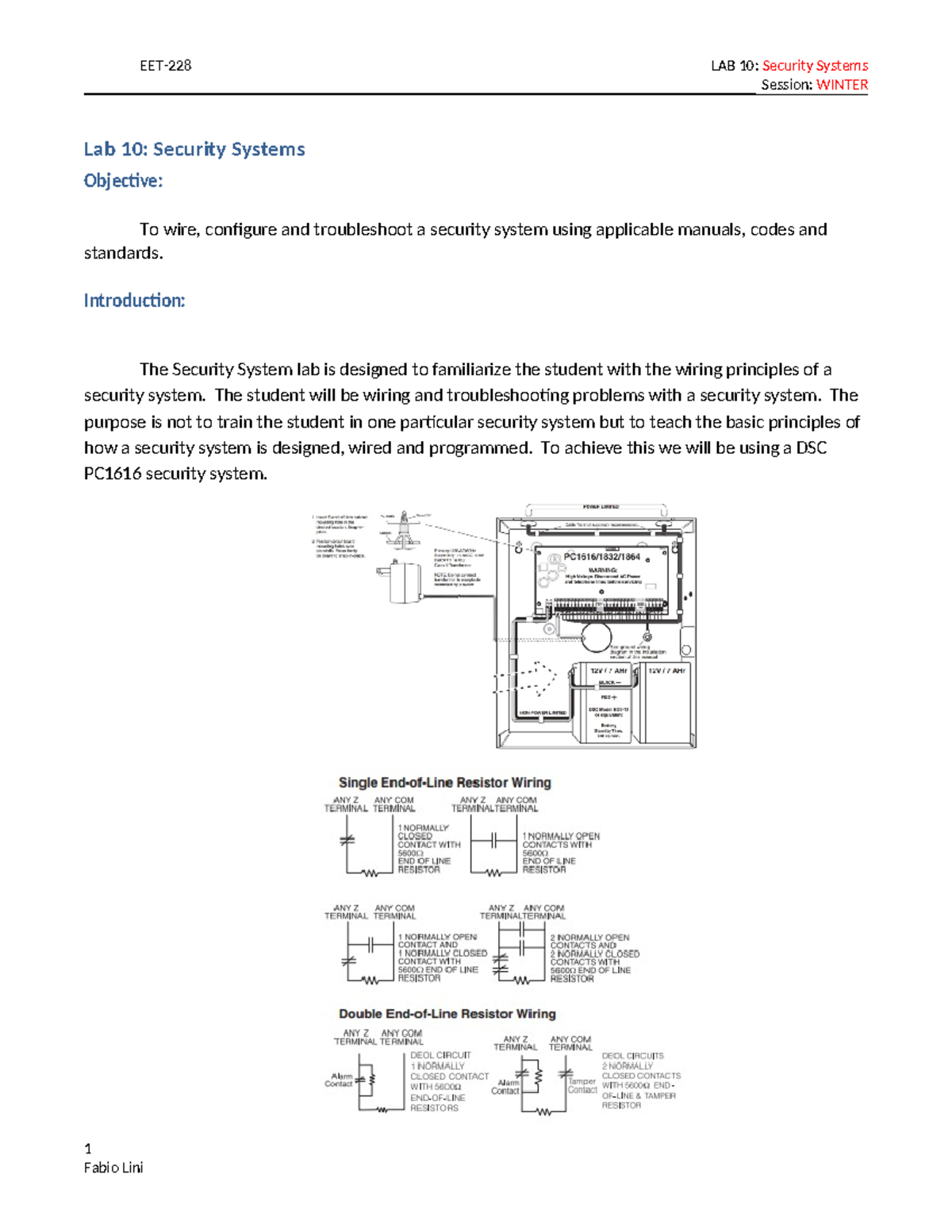 EET 228 Lab 10: Wiring and troubleshooting security systems - Studocu