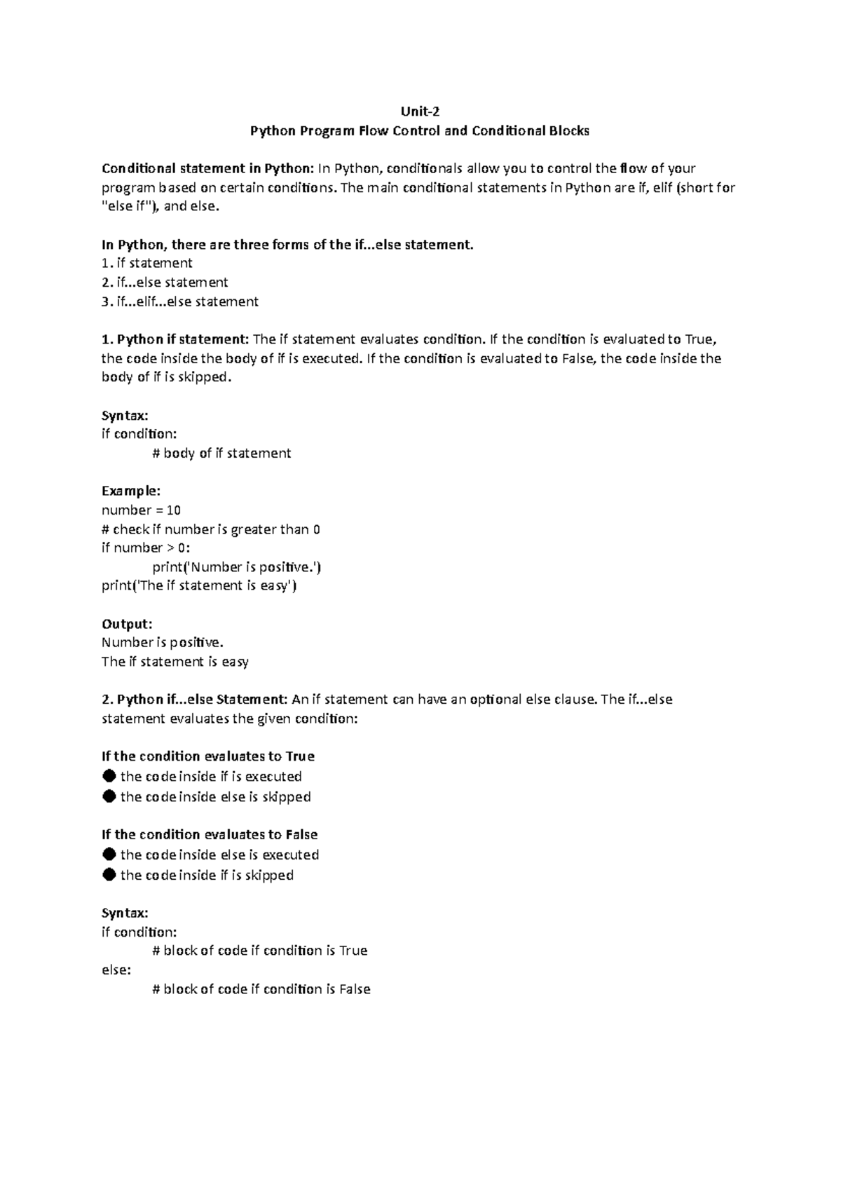 Unit 2 Notes - software engineering lab file - Unit- 2 Python Program ...
