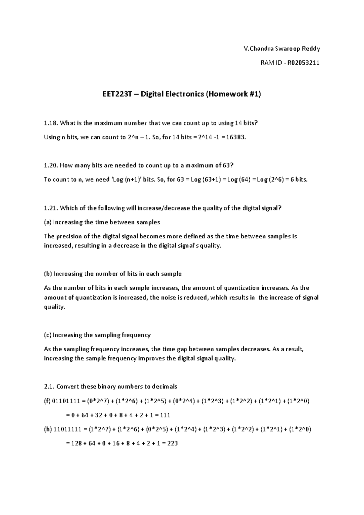 Homework #1 - What is the maximum number that we can count up to using ...