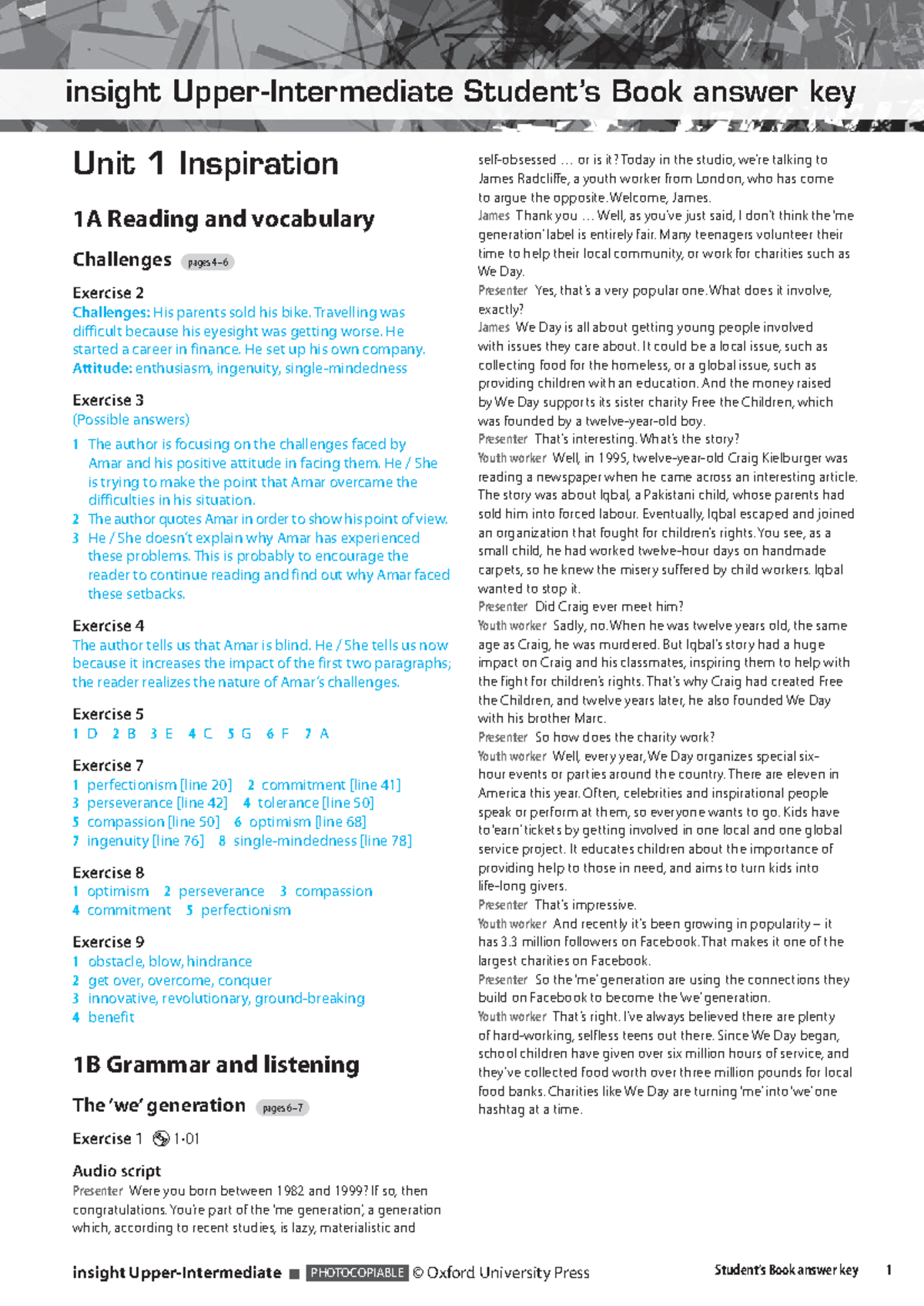 Upper-Intermediate SB Answer Key: Insight Exercises & Solutions ...