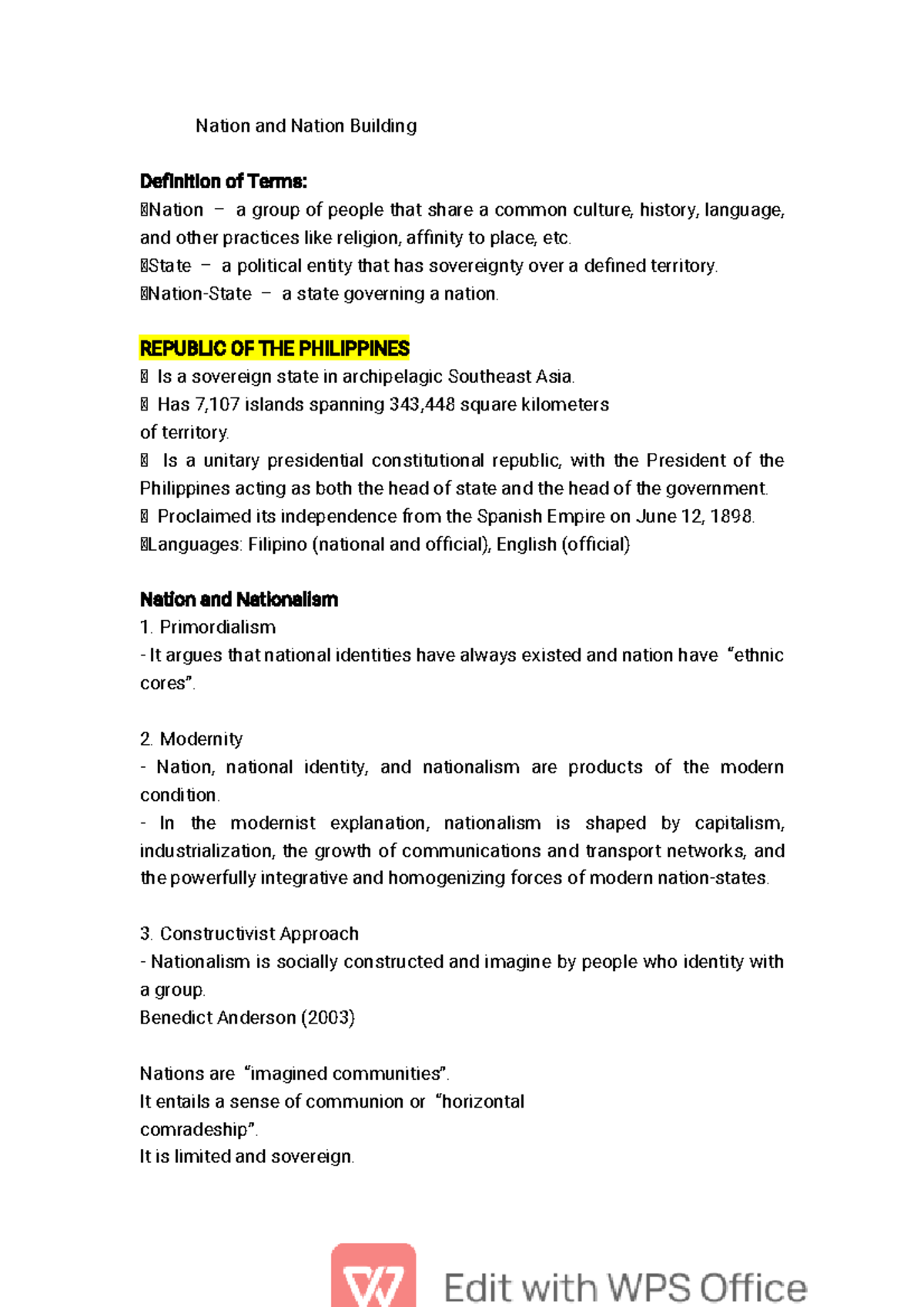 Nation Building in the Philippines: Concepts and Nationalism Insights ...