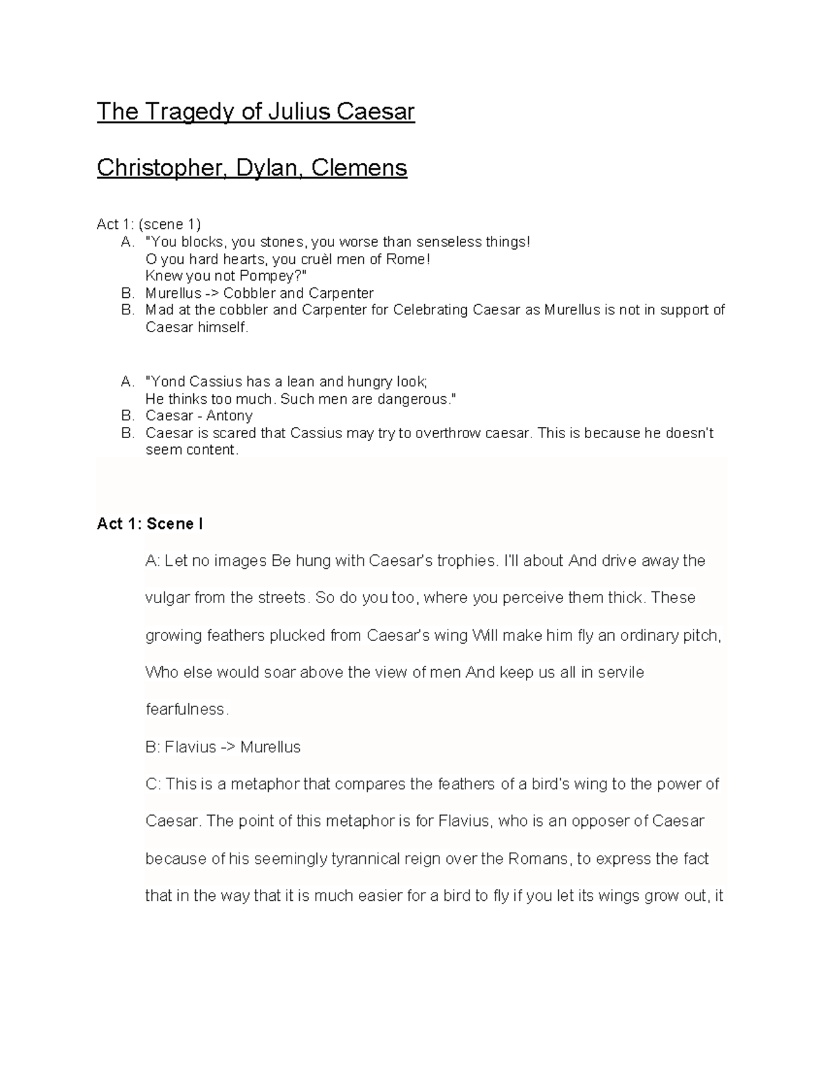 Julius Caesar Quote Test - The Tragedy of Julius Caesar Christopher ...