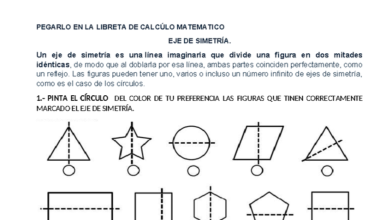 Cuadernillo 5A: Repaso de Ejes de Simetría y Figuras Geométricas - Studocu