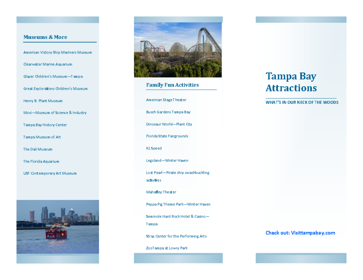 Tampa Bay Attractions Flyer - Tampa Bay Attractions Museums & More ...