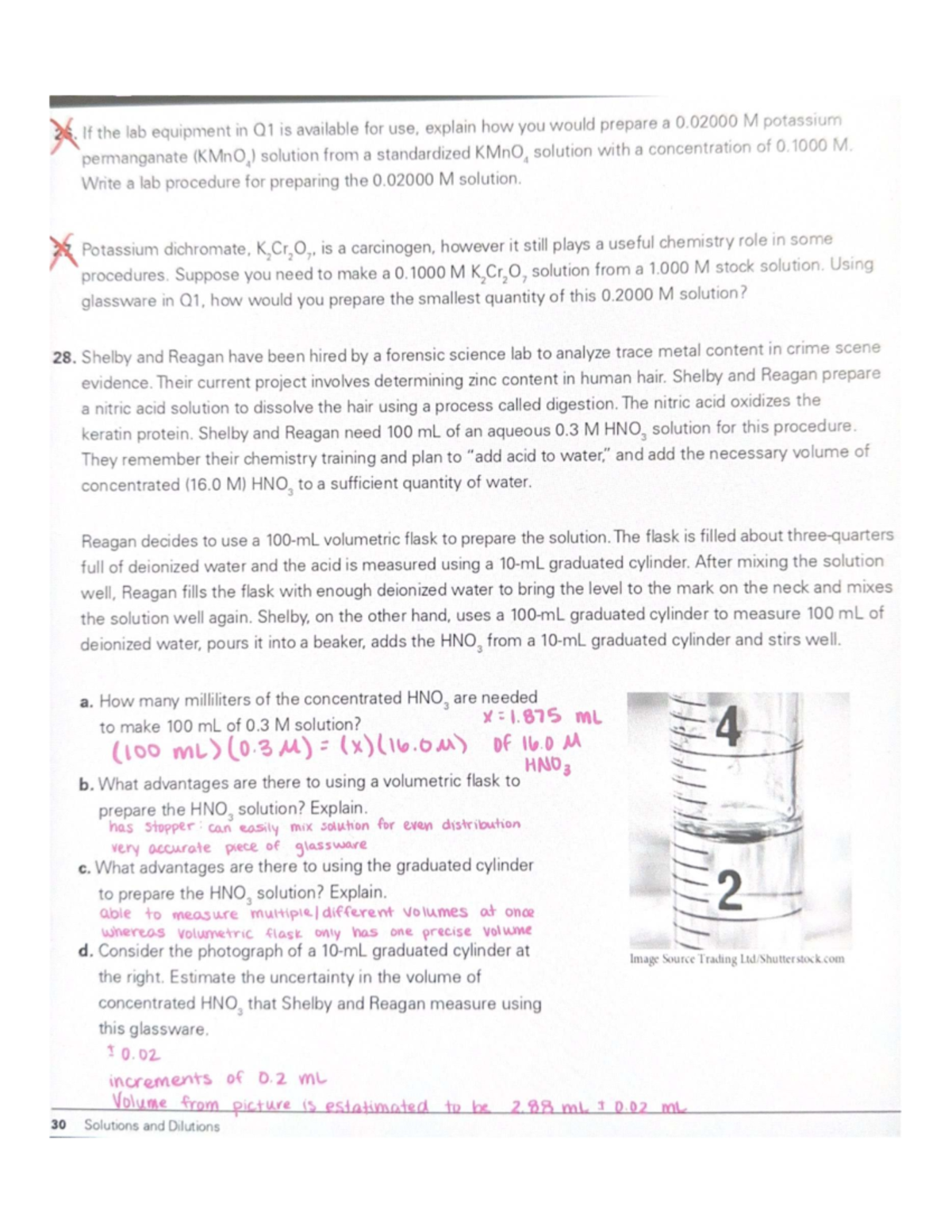 Solutions and dilutions homework for chemistry lab procedures and ...