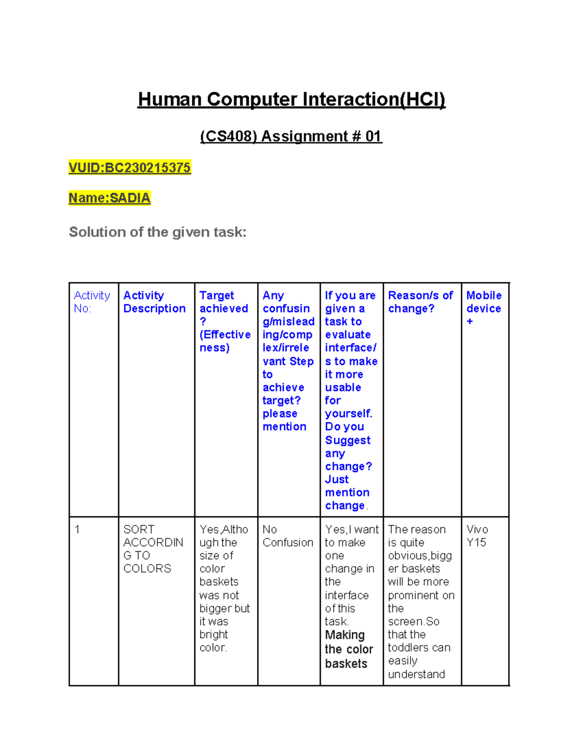 CS408 HCI Assignment #1: Usability Evaluation and Recommendations - Studocu