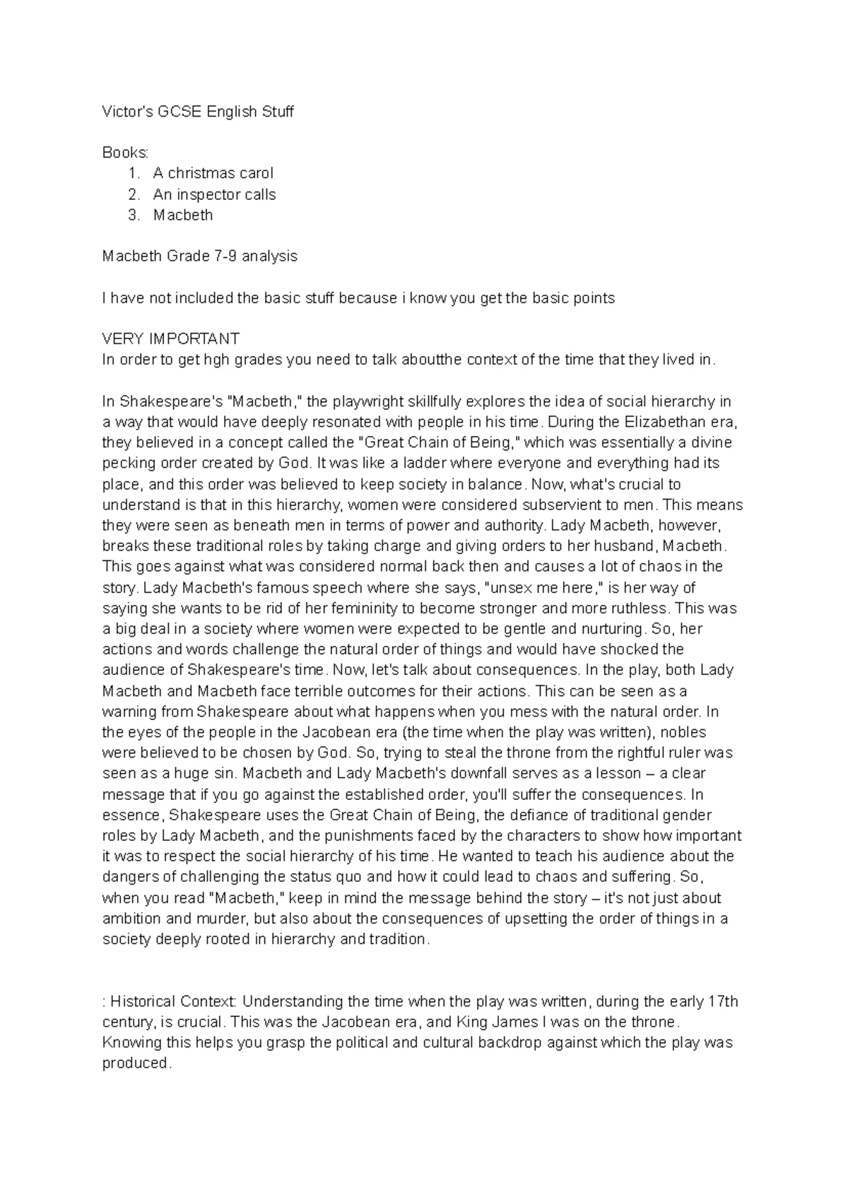 GCSE Macbeth Essay: Effective Sentence Starters and Analysis Tips - Studocu