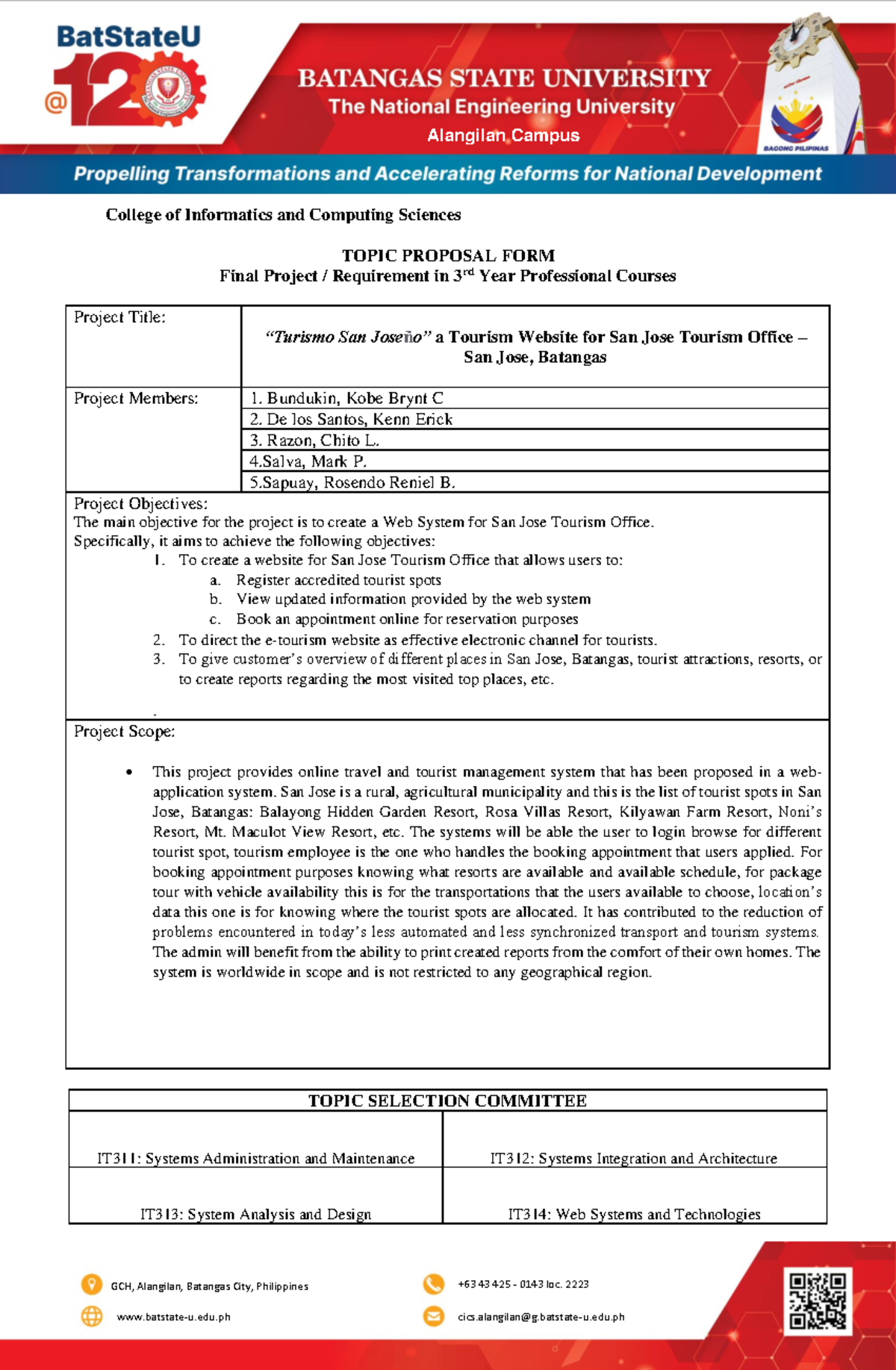 Project-Proposal-Final - College of Informatics and Computing Sciences GCH, Alangilan, Batangas ...