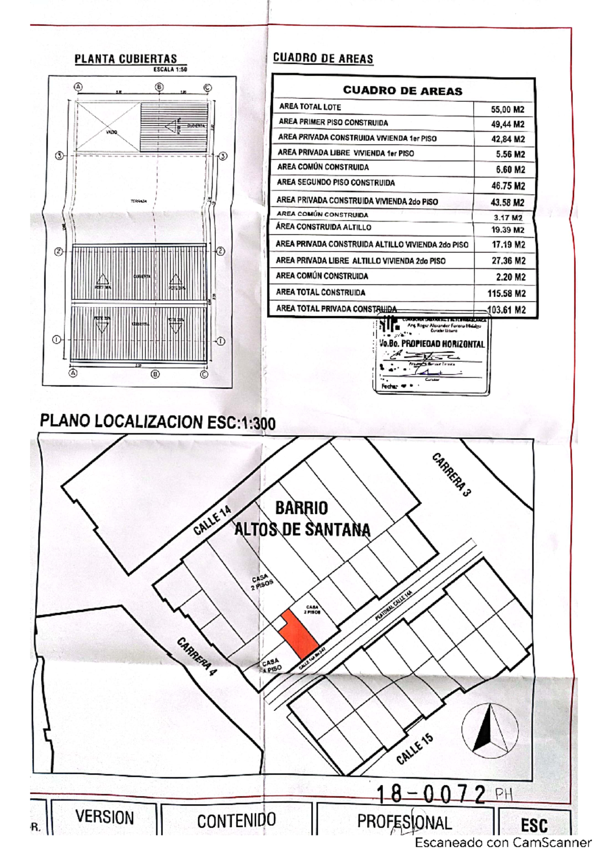 Plano Anterior PH 1: Área Construida y Distribución de Pisos - Studocu
