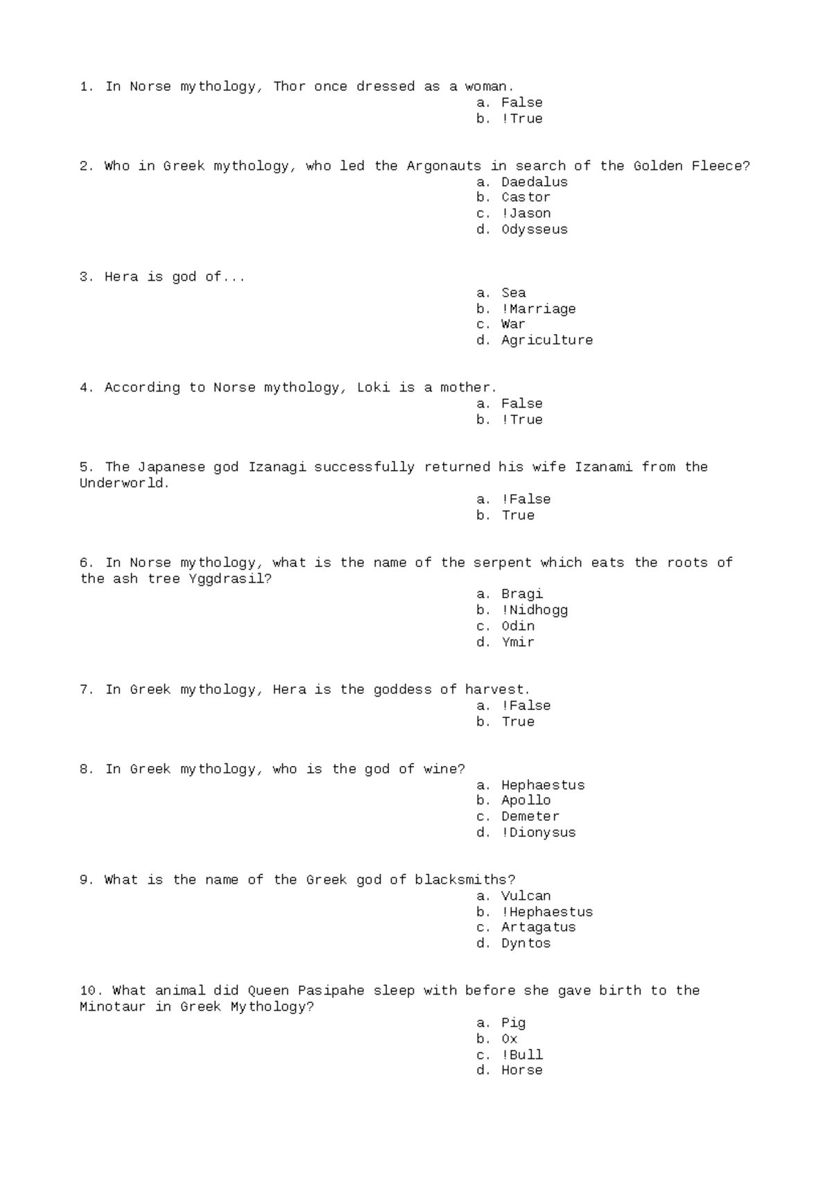 MATH2 Module 4 - Quiz on Mythology: Greek & Norse Legends - Studocu