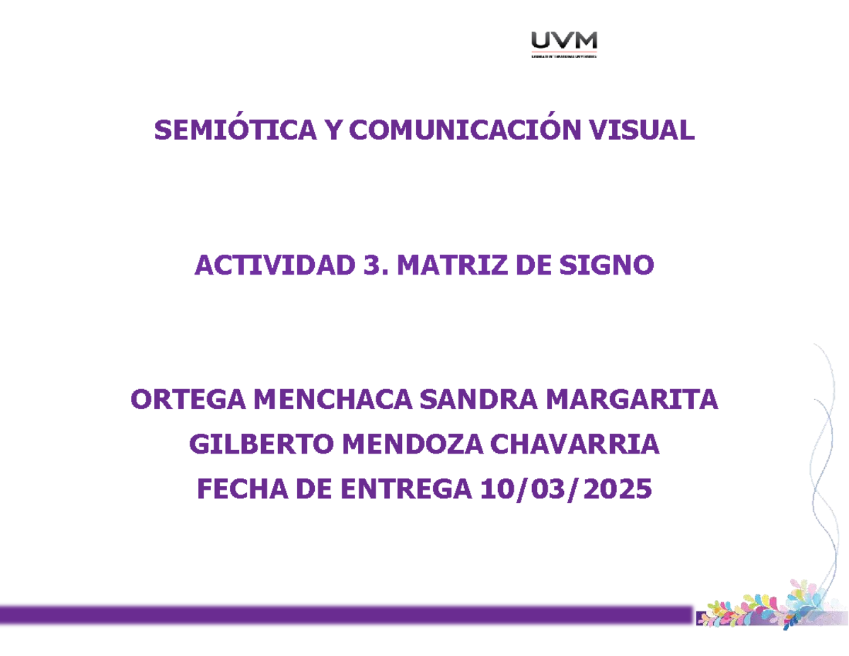 Act3.Matriz del signo - SEMIÓTICA Y COMUNICACIÓN VISUAL ACTIVIDAD 3 ...