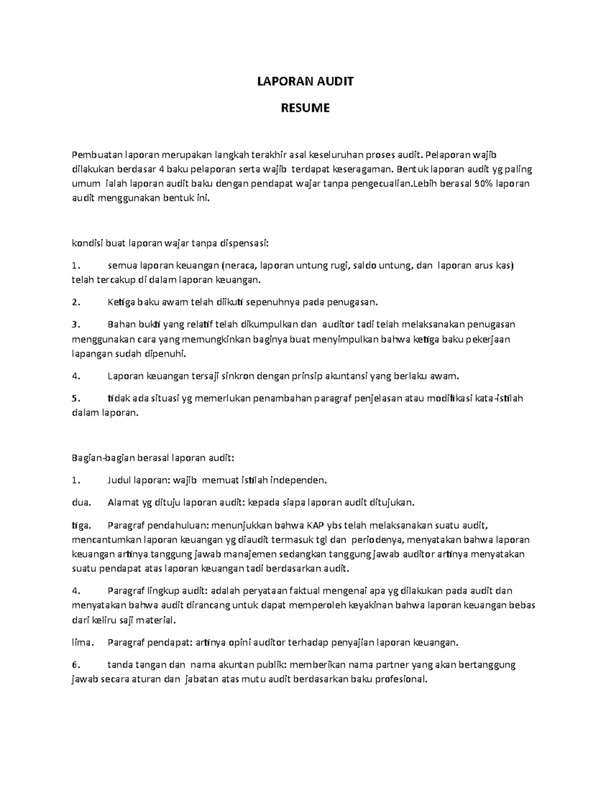 Laporan Audit: Resume & Panduan Struktur Laporan Audit - Studocu