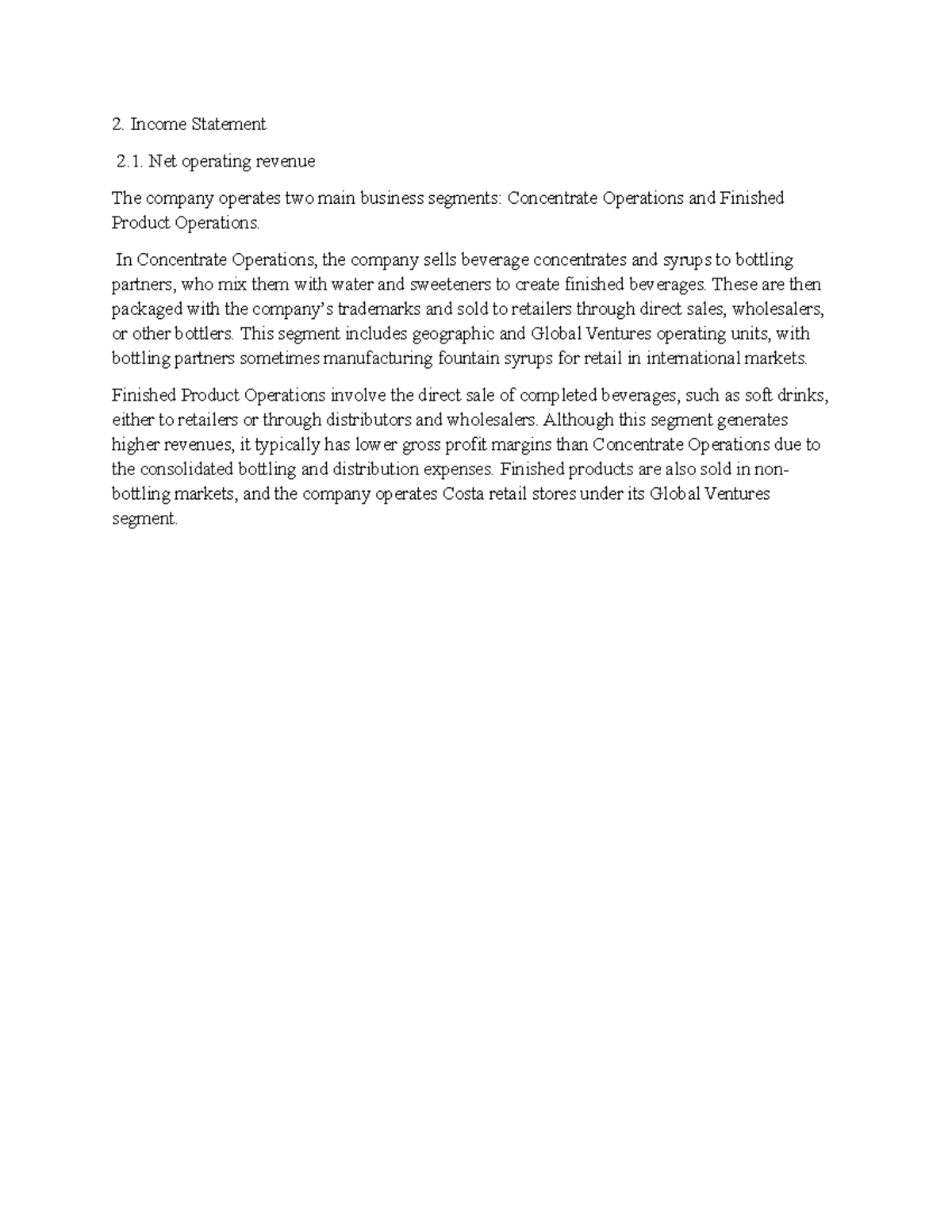 Income Statement Analysis: Coca-Cola (2023) - Financial Overview - Studocu