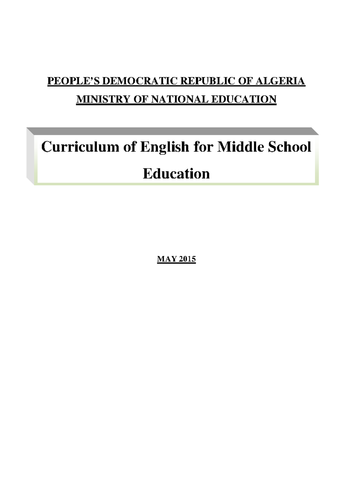 Curriculum for English in Middle School (Course Code: MS) - Studocu