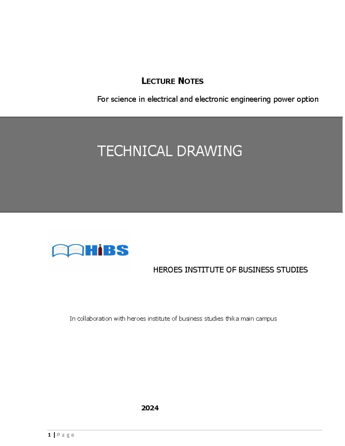 Technical Drawing Lecture Notes - ELECTRICAL ENGINEERING 2024 - Studocu