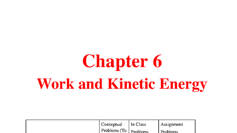 Chapter 6: Work and Kinetic Energy - Concepts and Problems - Studocu