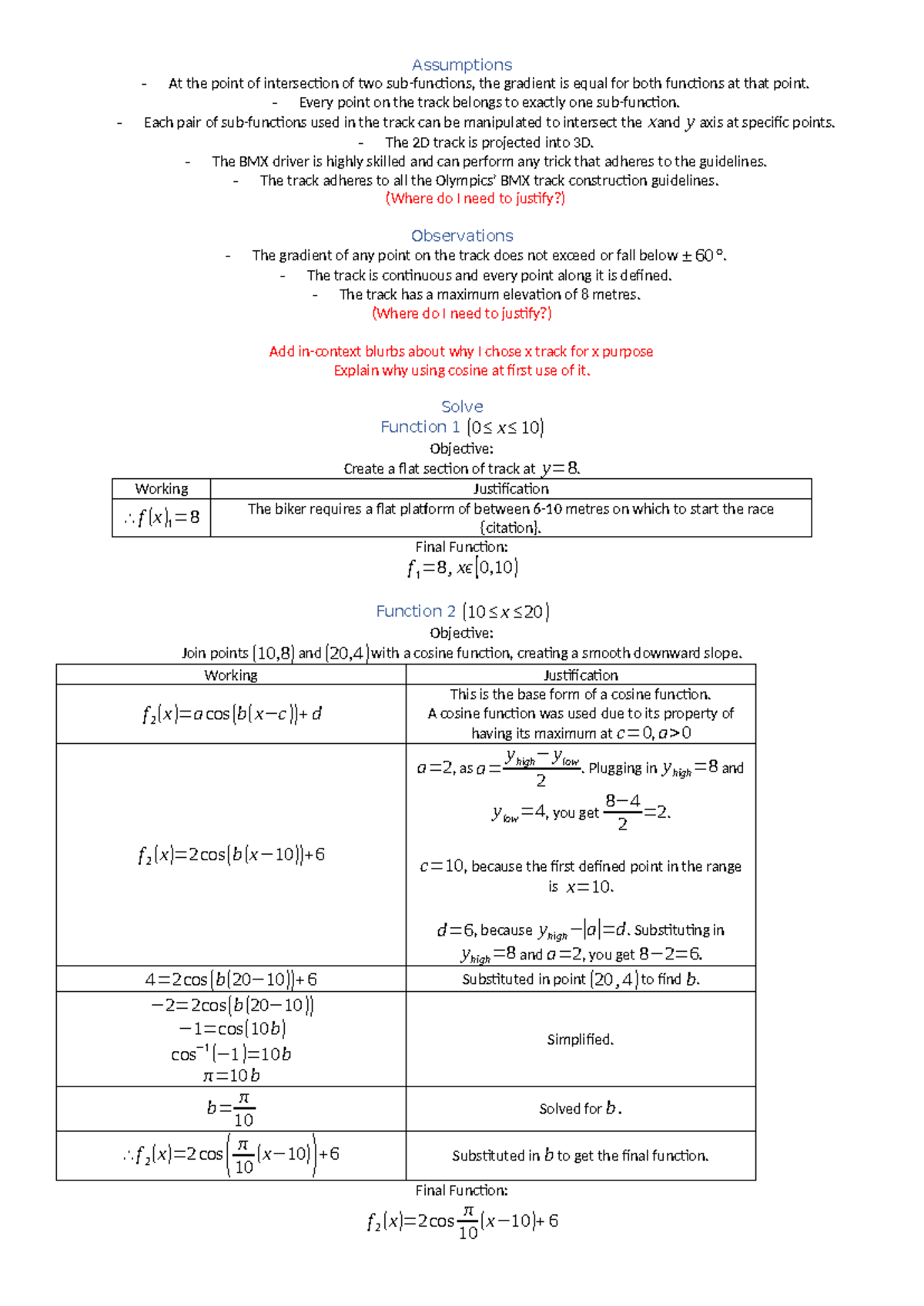 BMX Track Design Functions and Justifications (MATH 101) - Studocu