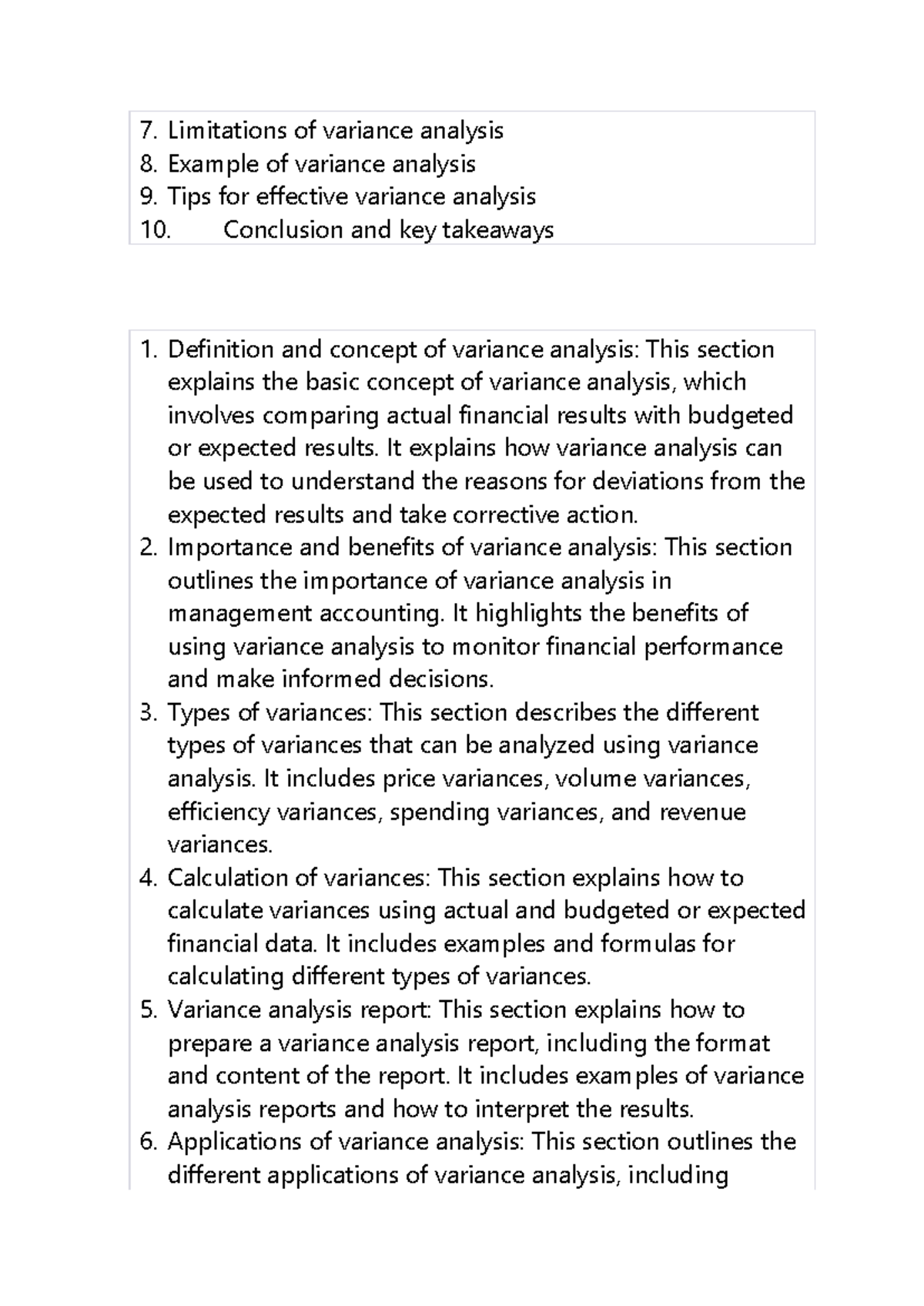 Management Accounting: Comprehensive Guide to Variance Analysis - Studocu