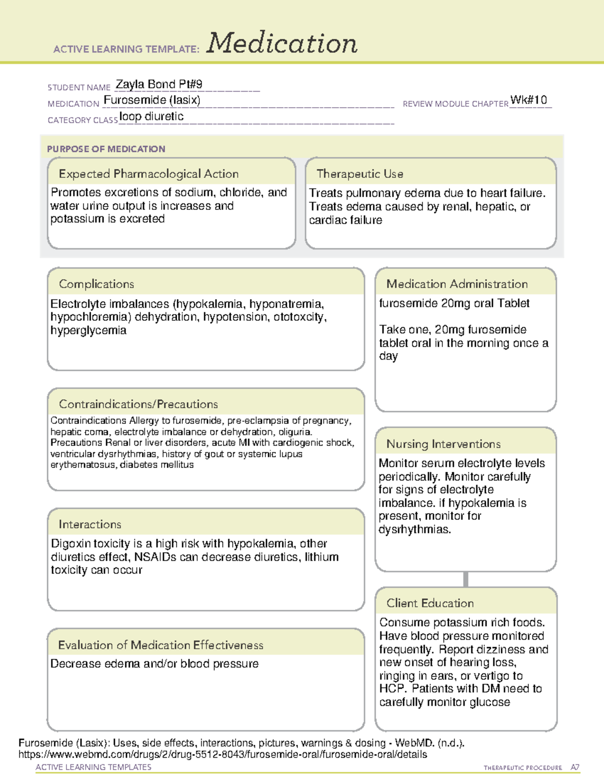 ACTIVE LEARNING TEMPLATE: Furosemide (Lasix) Review Module for ...