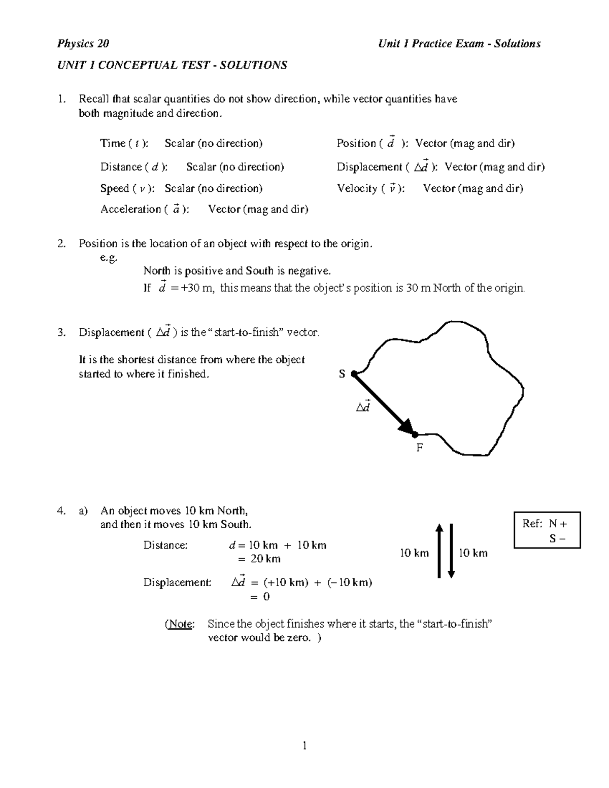 Physics 20 Unit 1 Practice Exam - Solutions and Explanations - Studocu