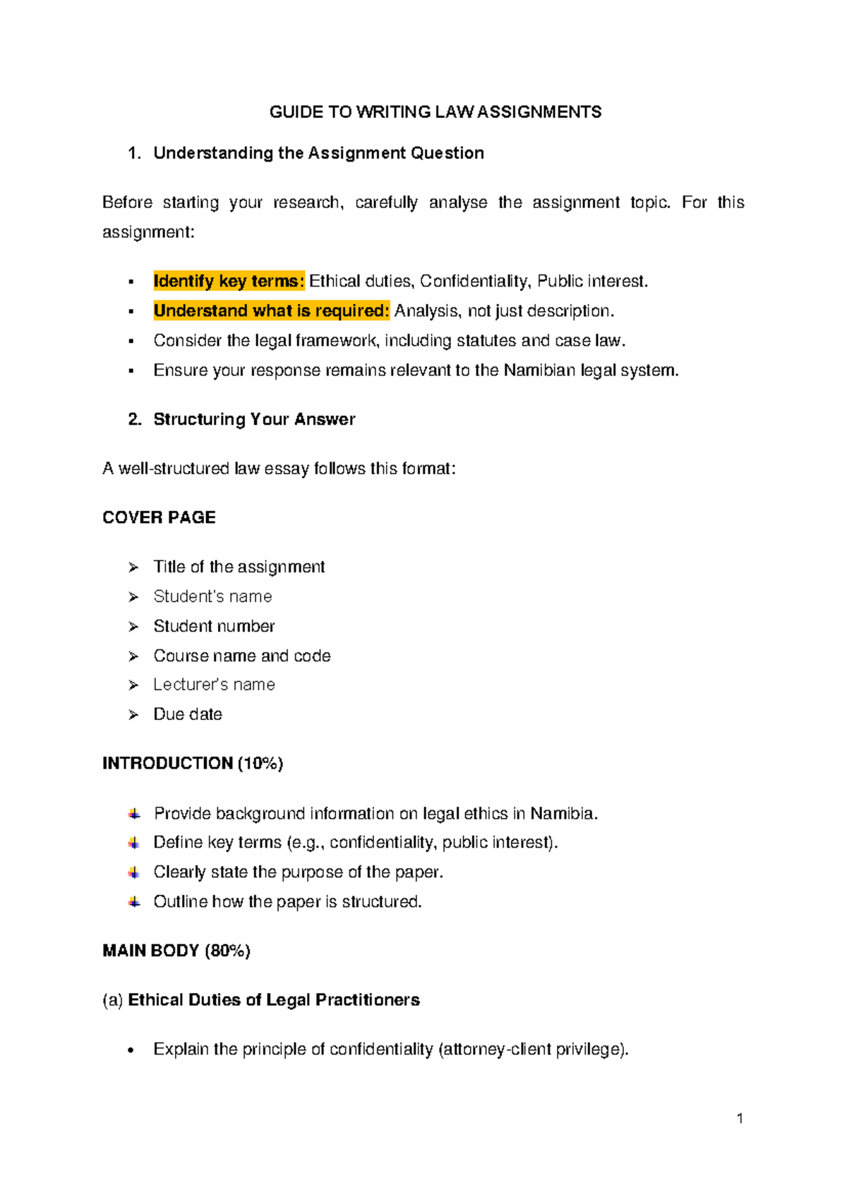 Guide to Writing LAW Assignments: Ethical Duties and Confidentiality in ...