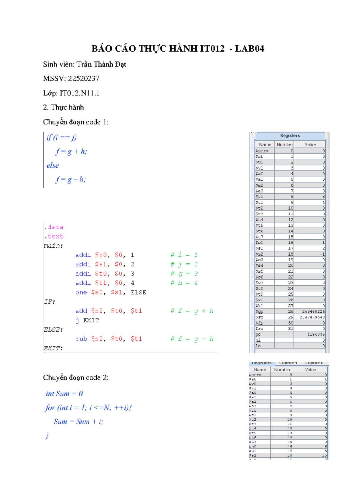IT012 - Lab Report 2022: Code and Exercises Overview - Studocu