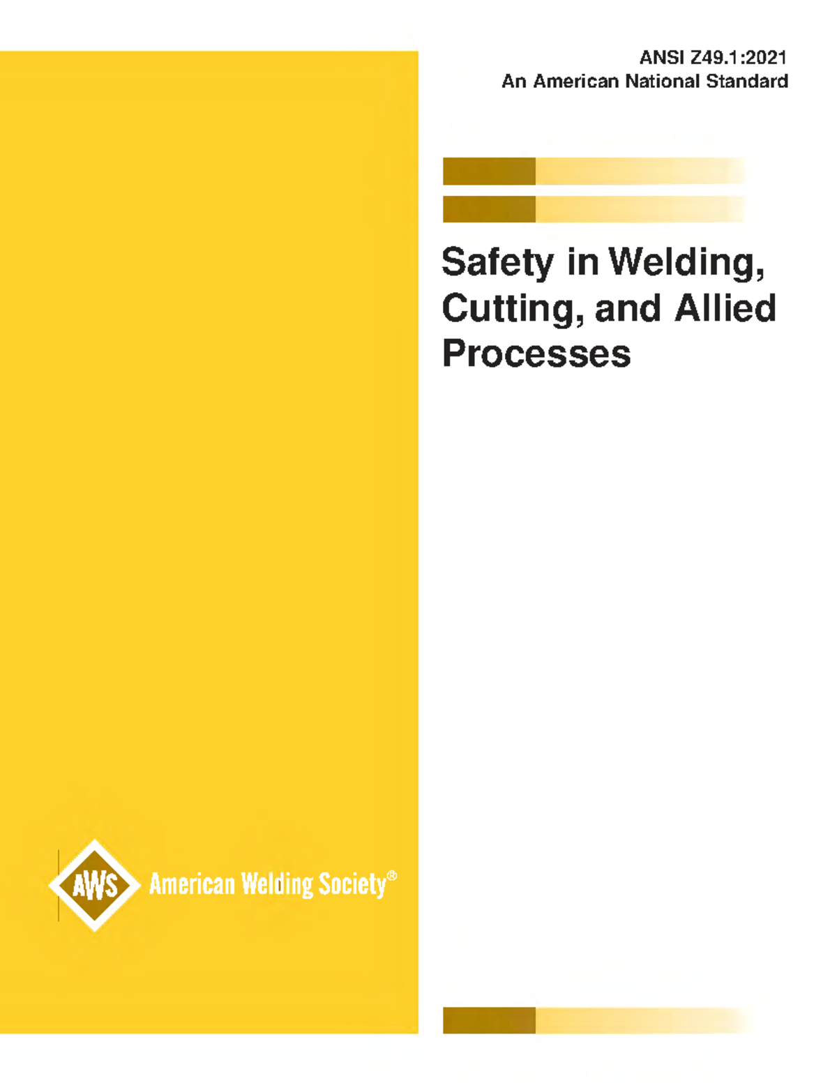 ANSI Z49.1:2021 Safety Standards for Welding and Cutting Processes ...