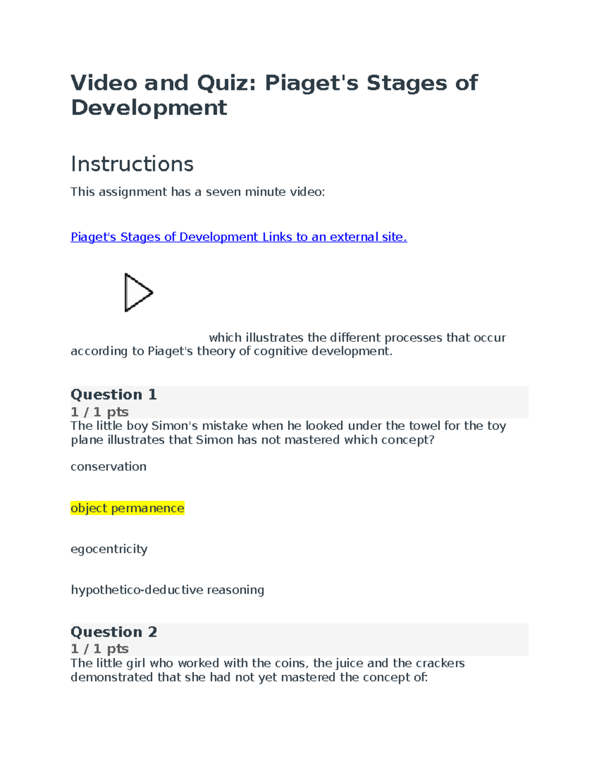 Video & Quiz: Piaget's Stages of Dev. - Cognitive Concepts Explained ...