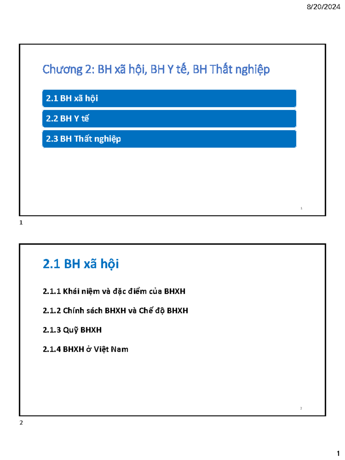 C2 KTBH - chương 2 kinh tế bảo hiểm neu - Chương 2: BH xã hội, BH Y tế ...