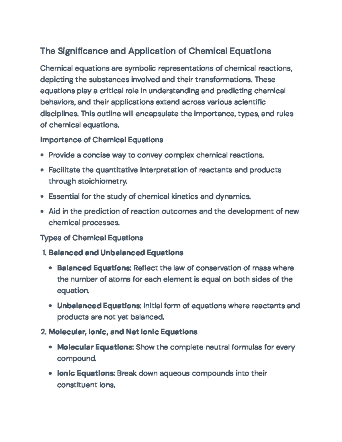 Chemical Equations: Significance, Types, and Balancing Rules - The ...