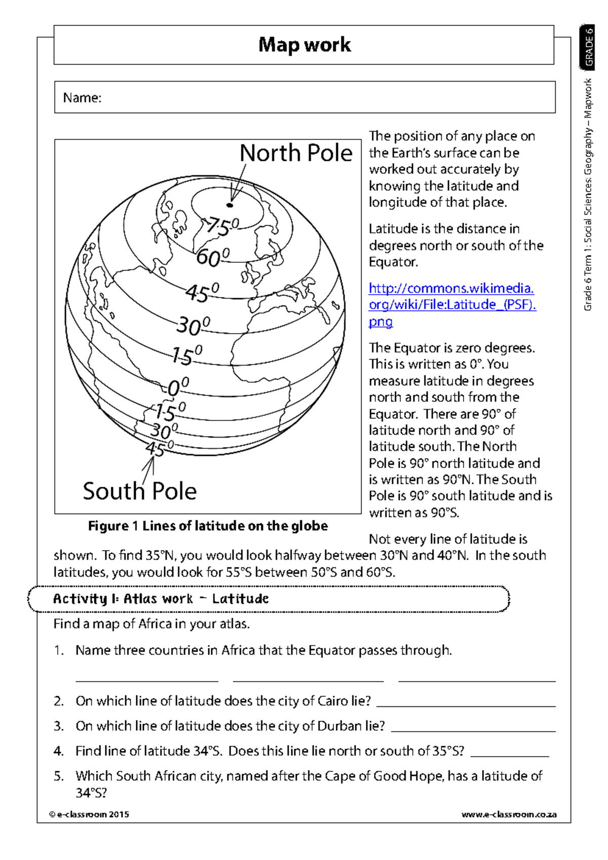 Grade 6 Geography wsheet 1 - GRADE 6 Grade 6 Term 1: Social Sciences ...