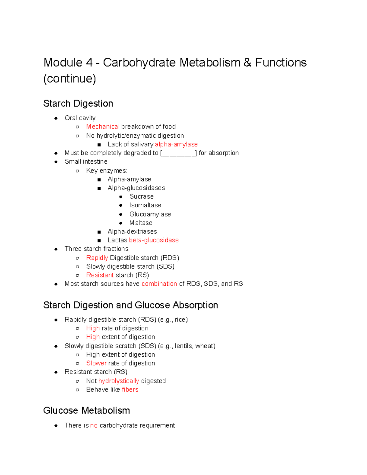 ANSC 422 Study Guide: Module 4 - Carbohydrate Metabolism & Digestion ...