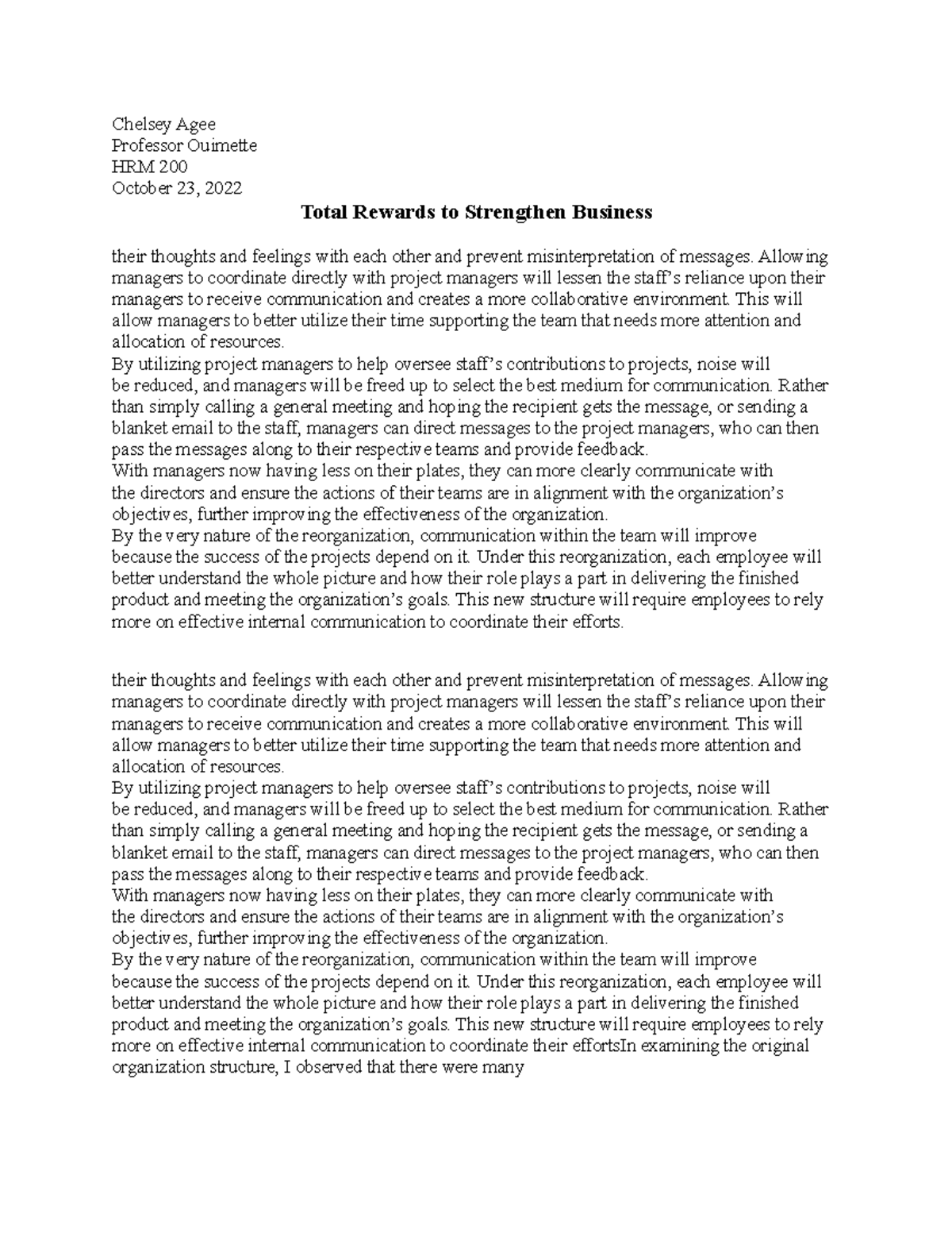 Total Rewards Strategy Analysis - HRM 200 Project Two - Studocu