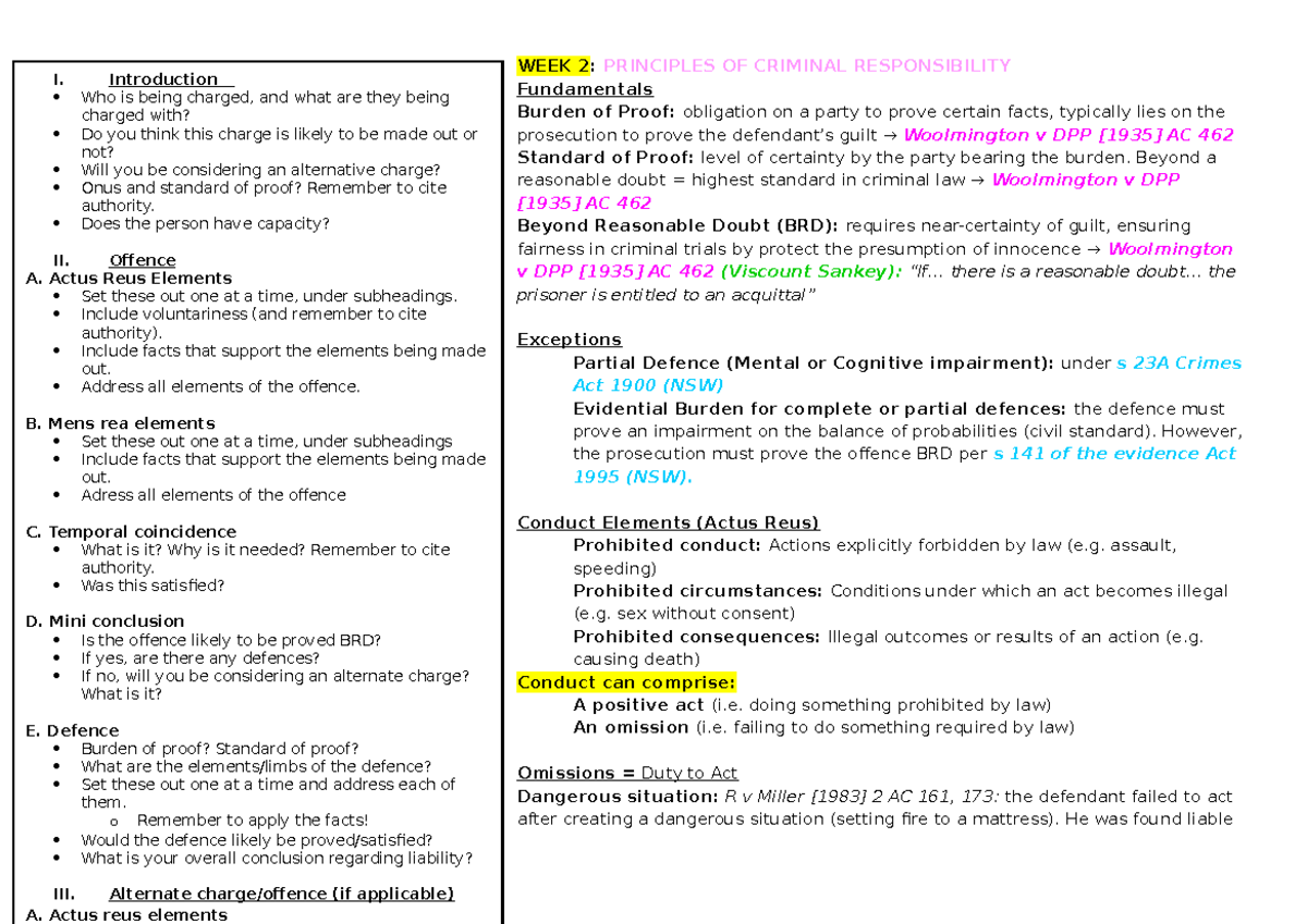 LAWS1300 Criminal Justice Final Exam Notes: Key Concepts and Case Law ...