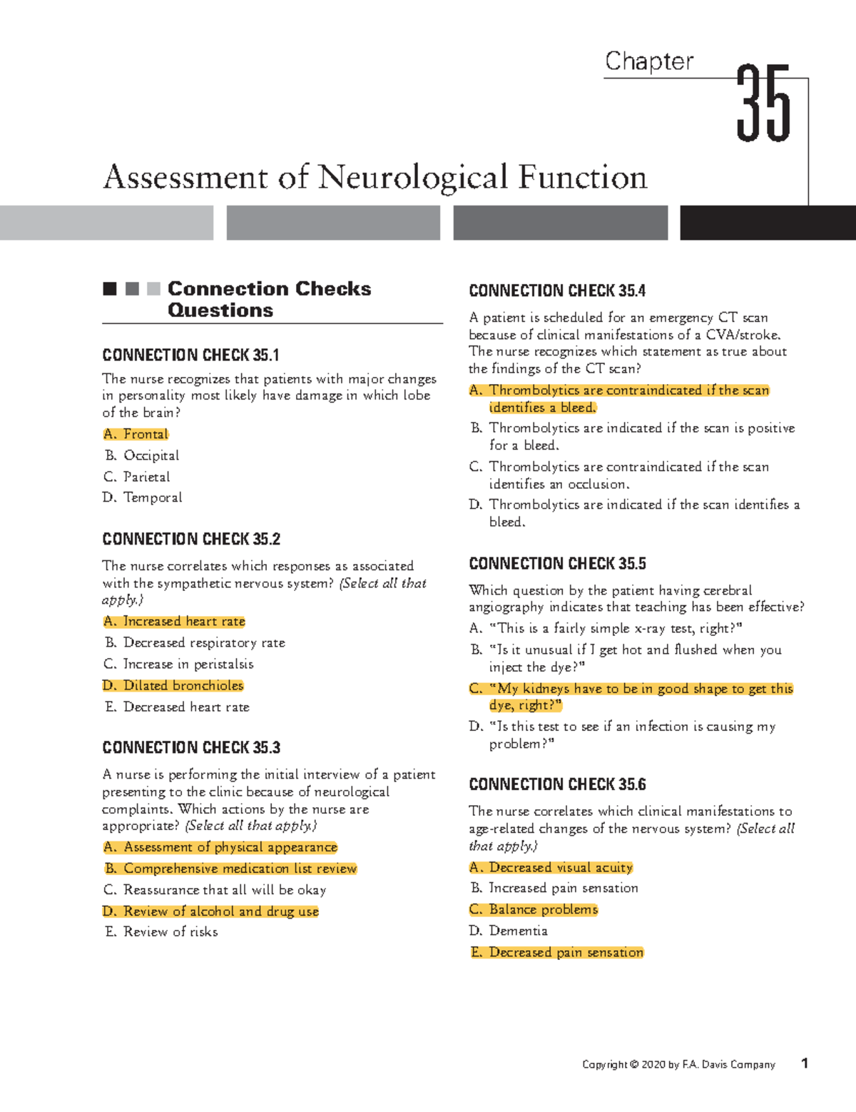 Neuro Connection Check - Chapter 35 Assessment of Neurological Function ...