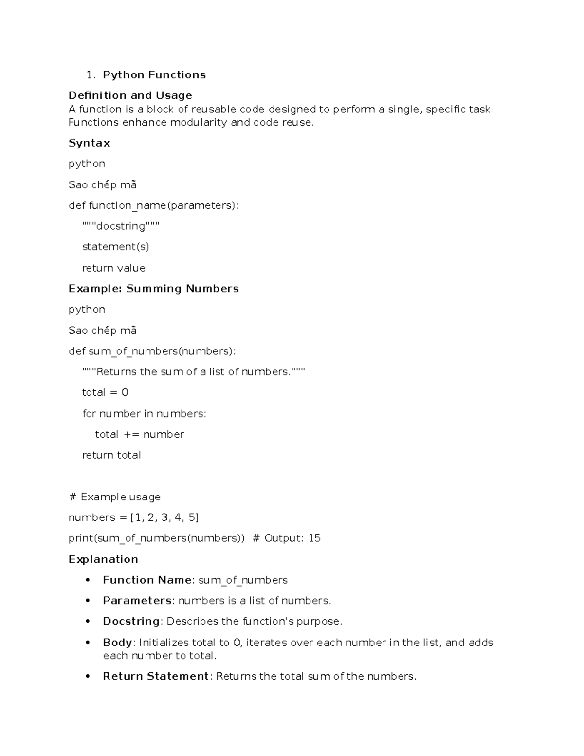 Python Functions and Sequences: Definitions, Examples, and Usage - Studocu