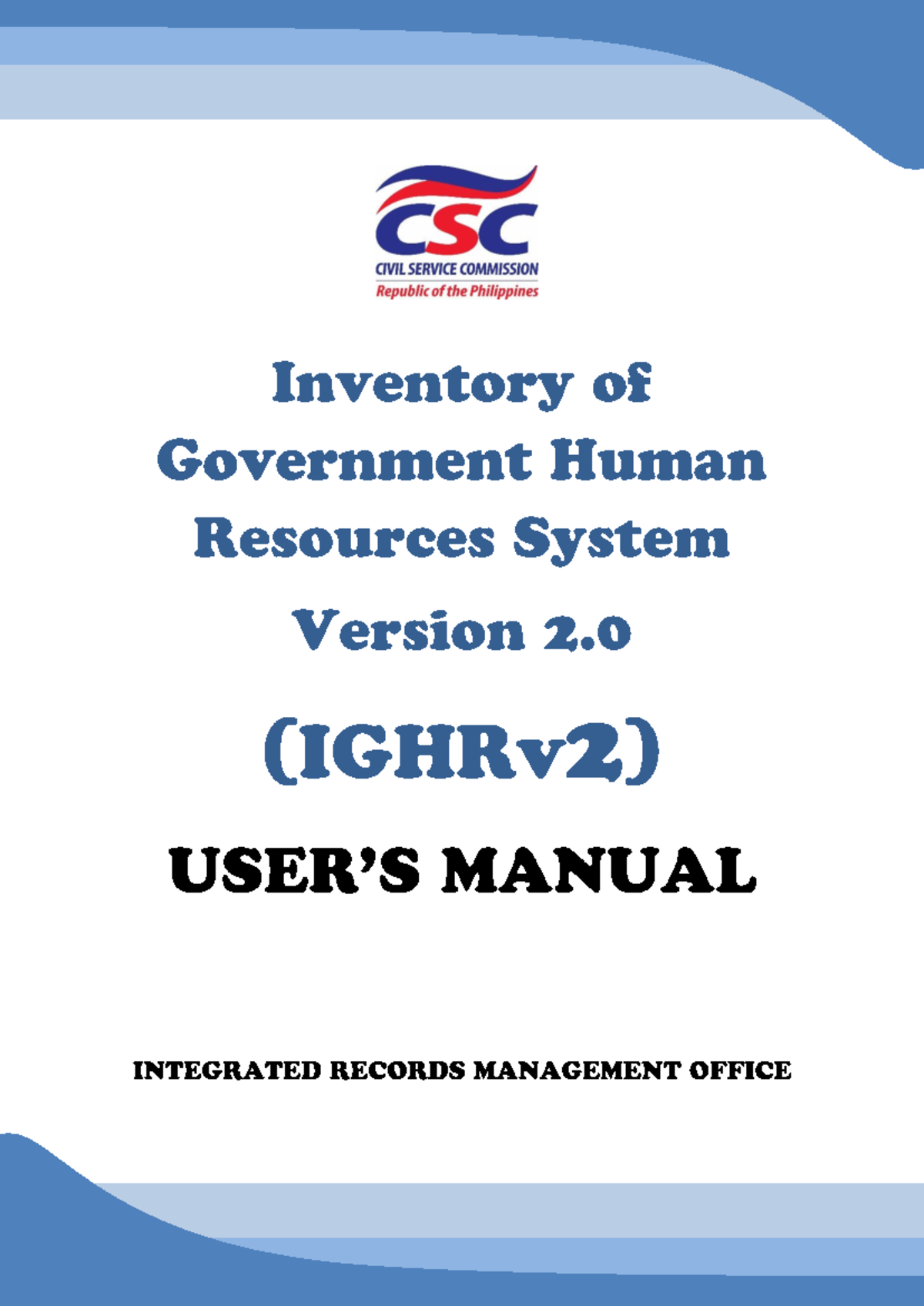 IGHRS Version 2.0 Manual: Comprehensive Guide for Plantilla Management ...